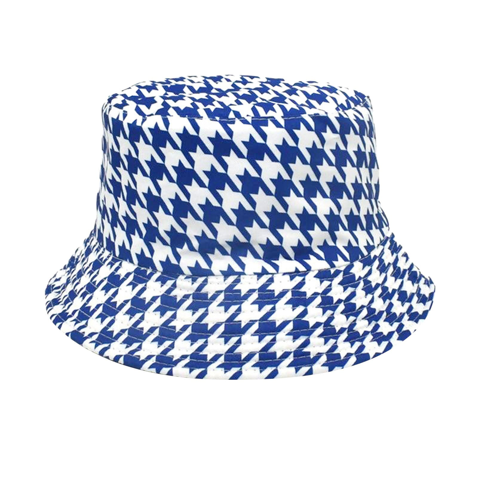 Bucket Hats Flowerpot Plaid Print Can Be Worn Double Sided Color ...
