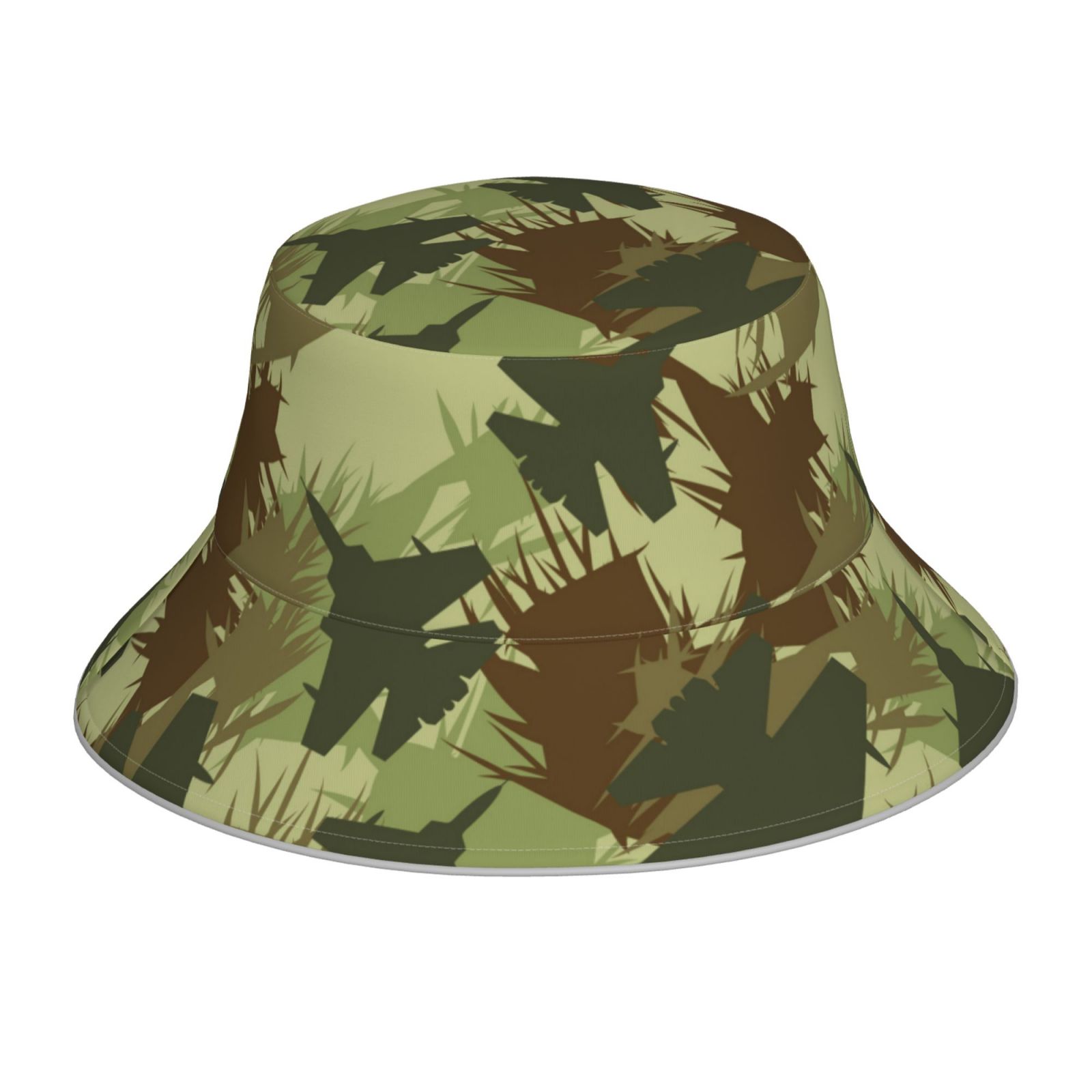 Bucket Hats for Men Woman - Aircraft Green Camouflage Reversible ...