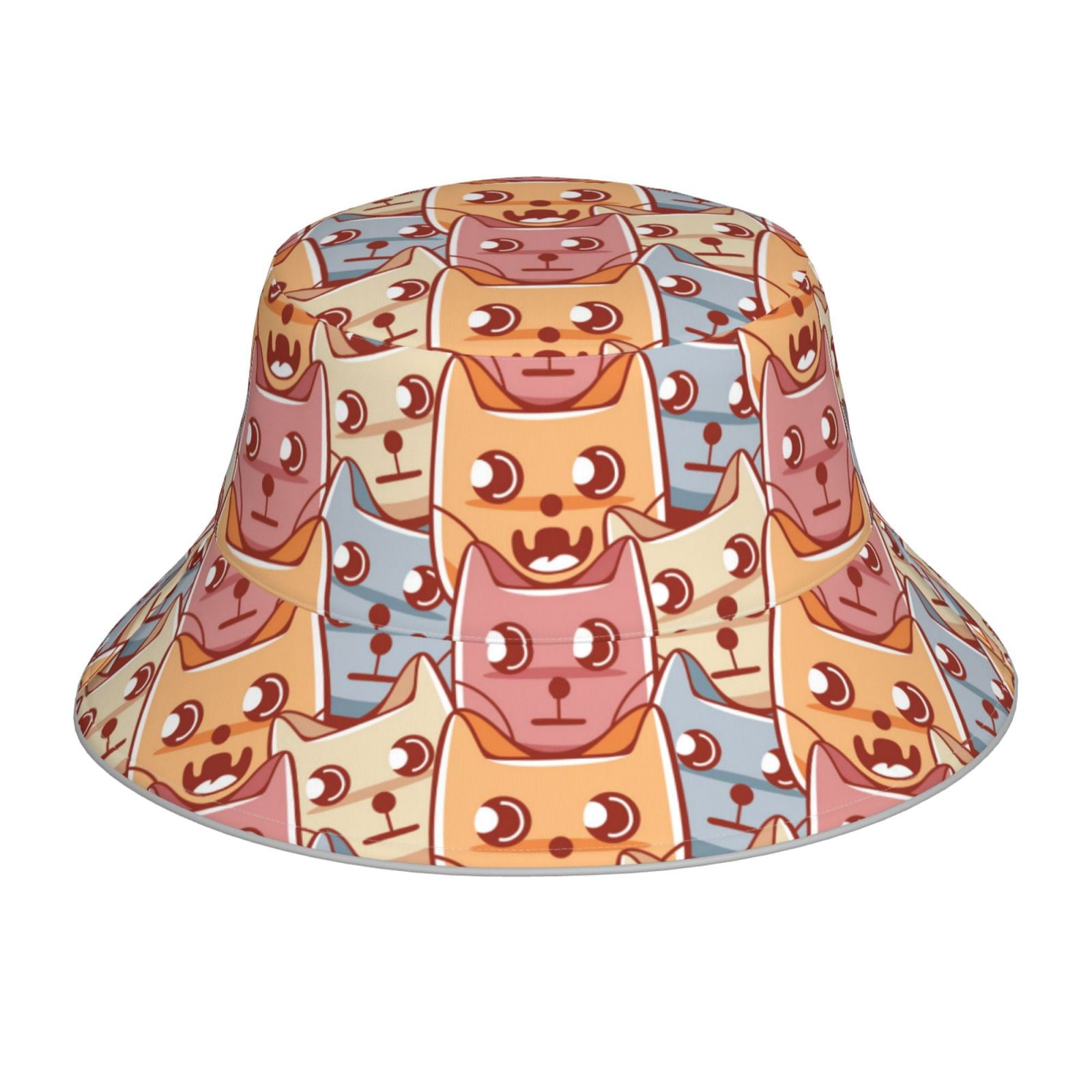 Bucket Hats for Men Woman - Artistic Colorful Cute Cats Reversible ...