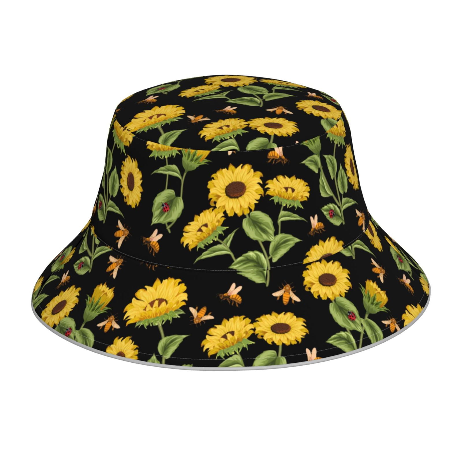Bucket Hats for Men Woman - Bees and Sunflowers Reversible Reflective ...