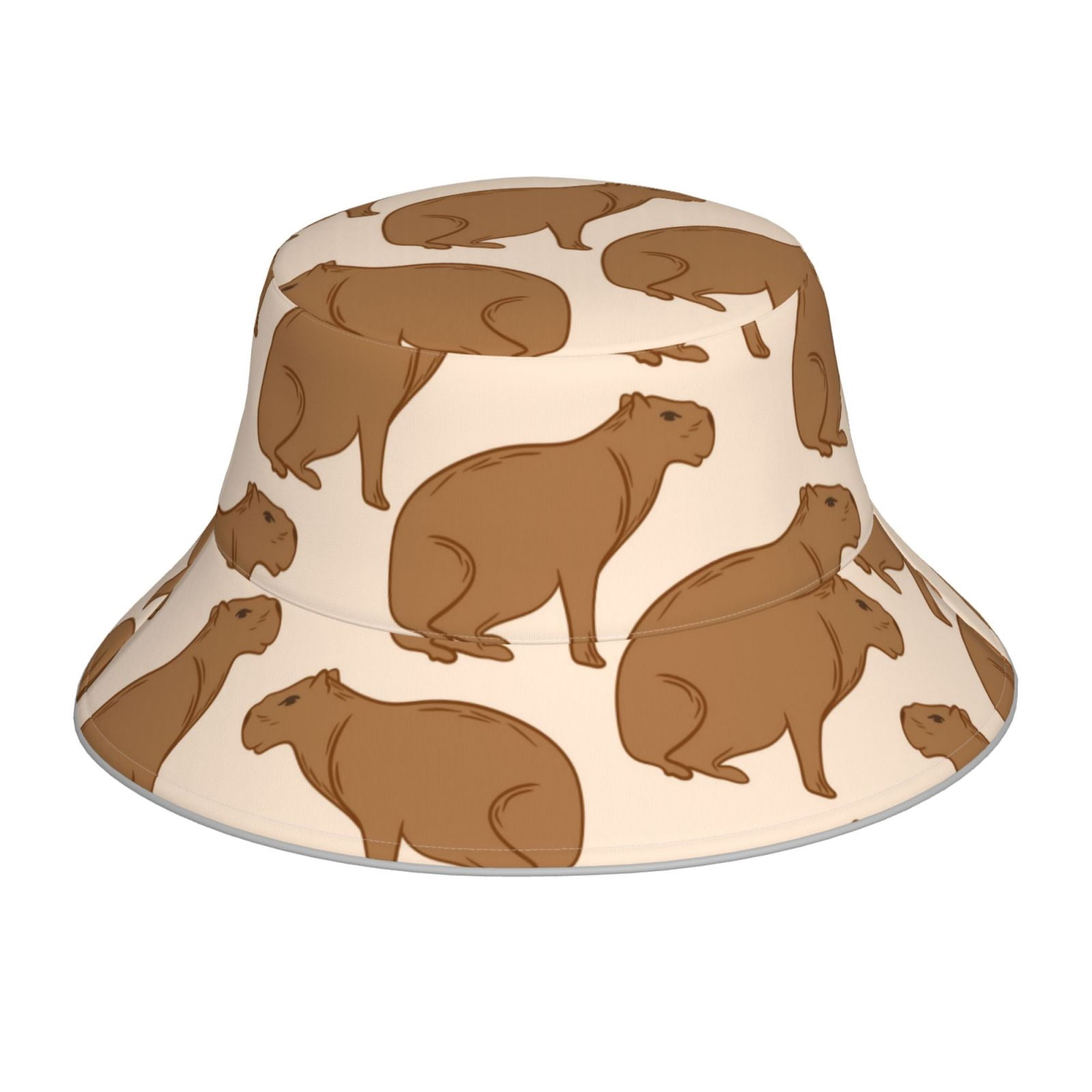 Bucket Hats for Men Woman - Brown Capybara Reversible Reflective-Brim ...