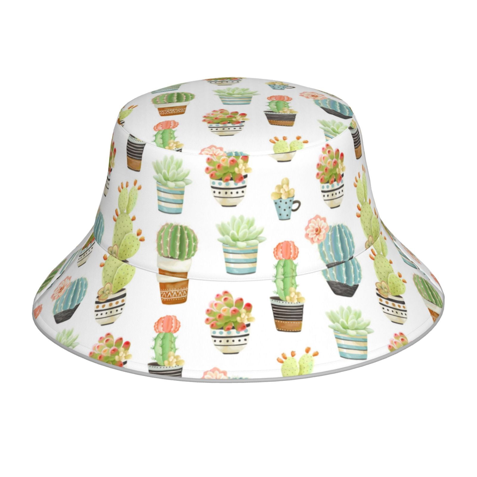 Bucket Hats for Men Woman - Cactus Succulents potted plant Reversible ...