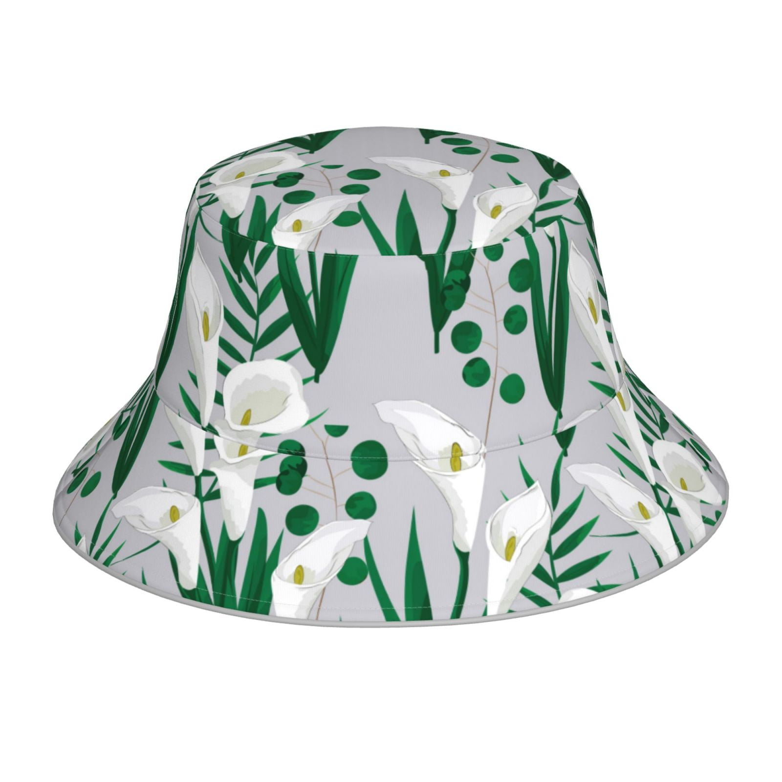 Bucket Hats for Men Woman - Calla Lily Flowers Green Leaves Reversible ...