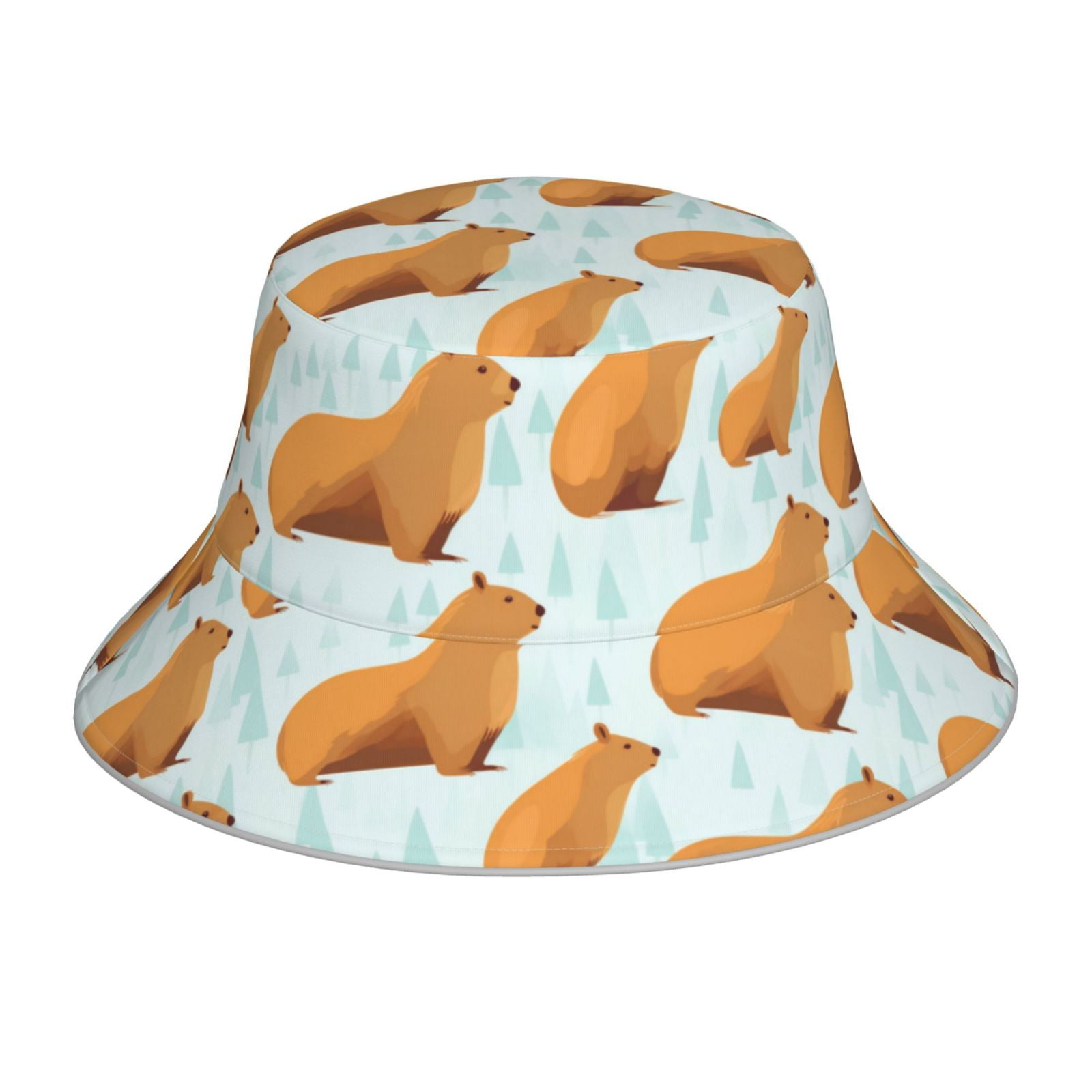 Bucket Hats for Men Woman - Capybara Plant Print Reversible Reflective ...