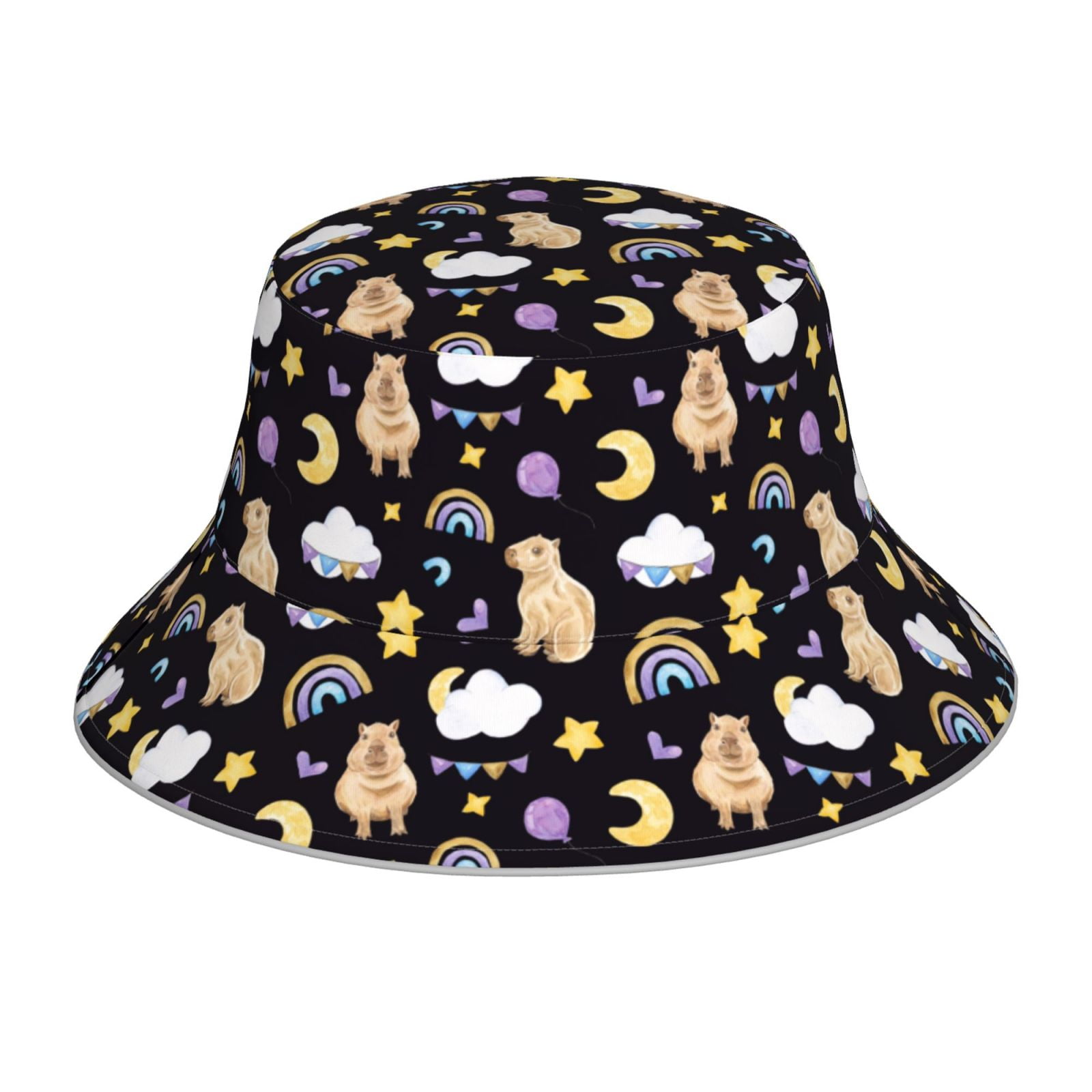Bucket Hats for Men Woman - Capybara Rainbow Star Reversible Reflective ...