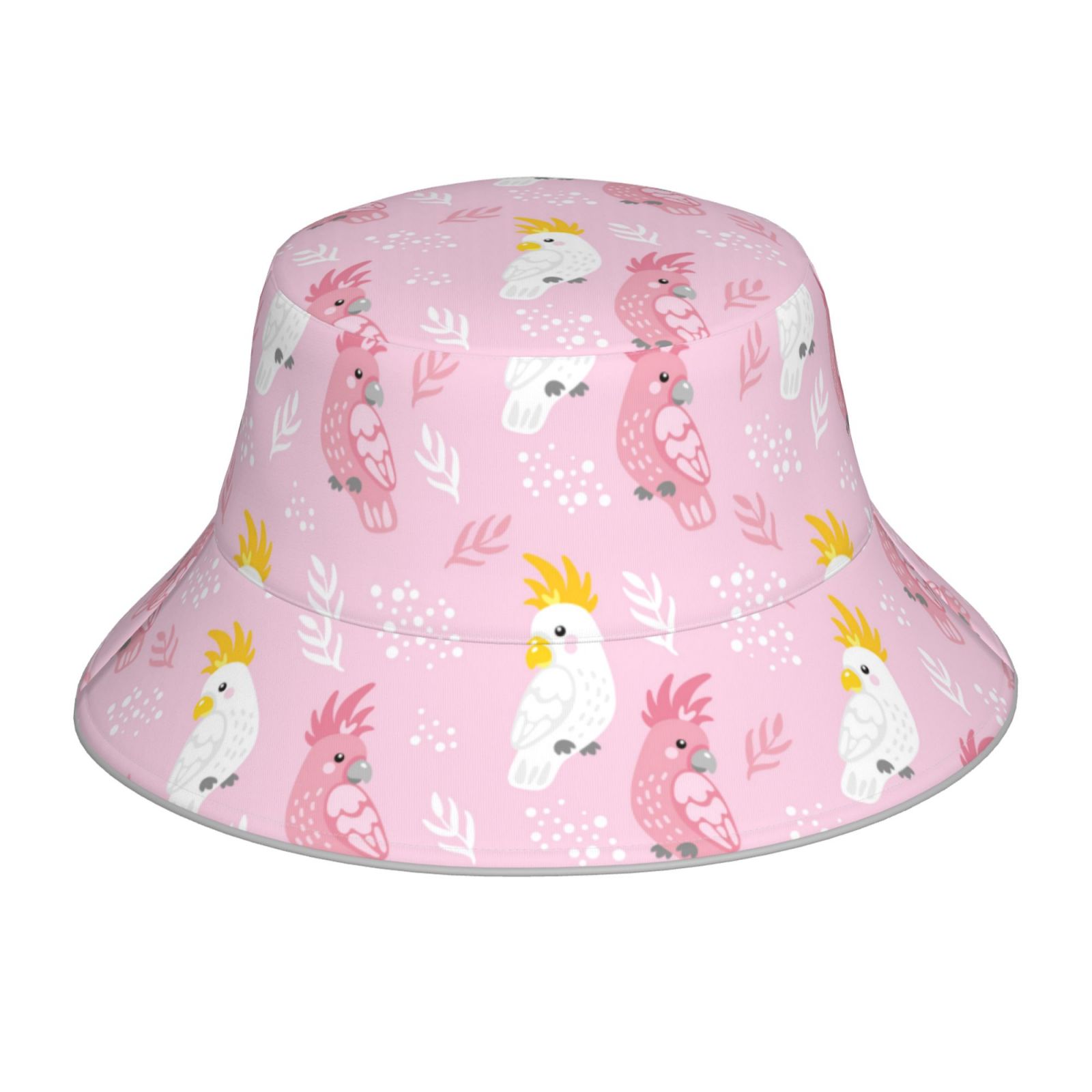 Bucket Hats for Men Woman - Cartoon Cockatoo Cute Parrot Pink ...