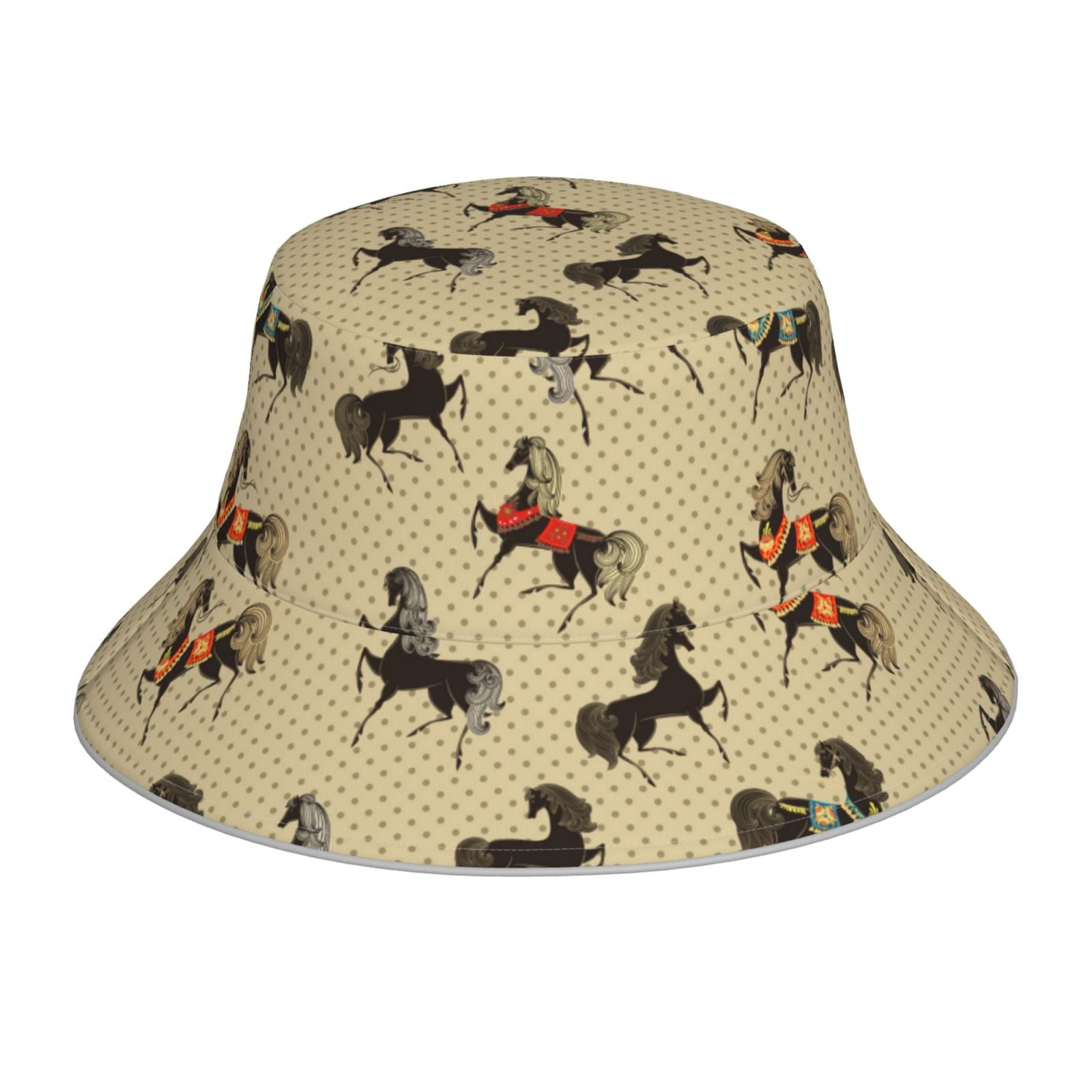 Bucket Hats for Men Woman - Cartoon Cool Horse Black Reversible ...