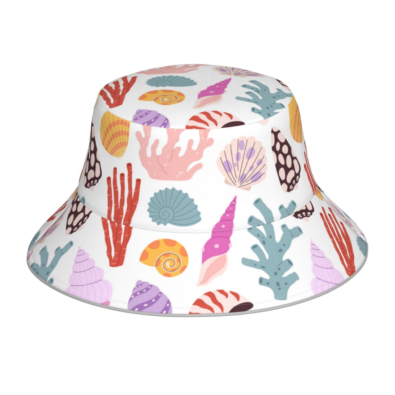 Bucket Hats for Men Woman - Cartoon Coral Shell Conch Reversible ...