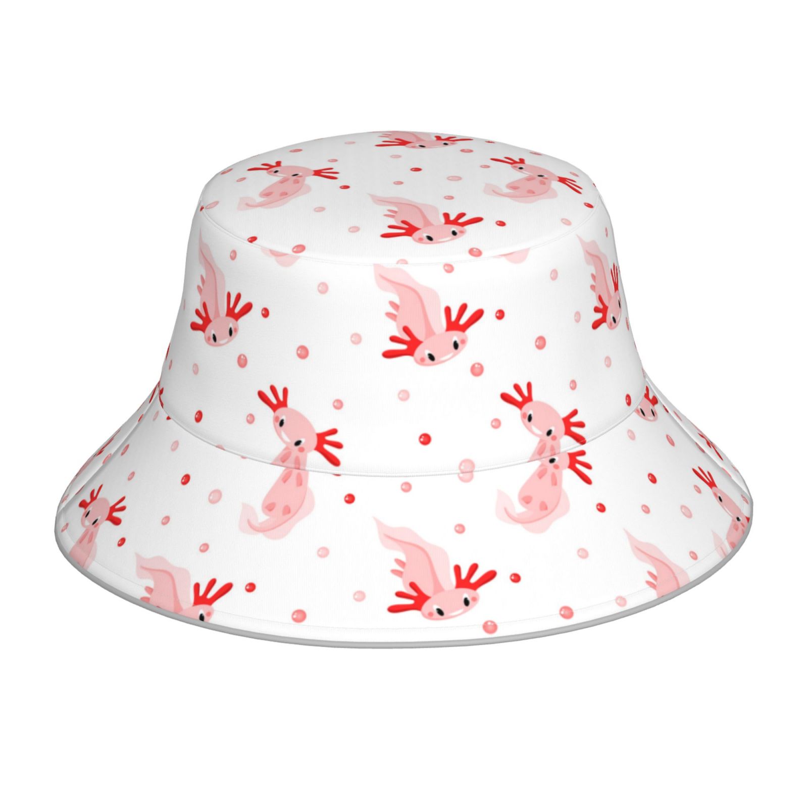 Bucket Hats for Men Woman - Cartoon Cute Axolotl Pink_A Reversible ...
