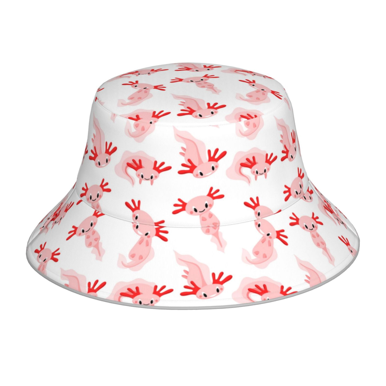 Bucket Hats for Men Woman - Cartoon Cute Axolotl Pink_B Reversible ...