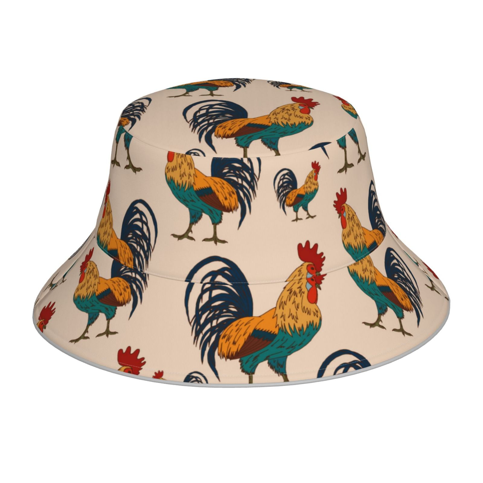 Bucket Hats for Men Woman - Cartoon Cute Rooster Chicken Reversible ...