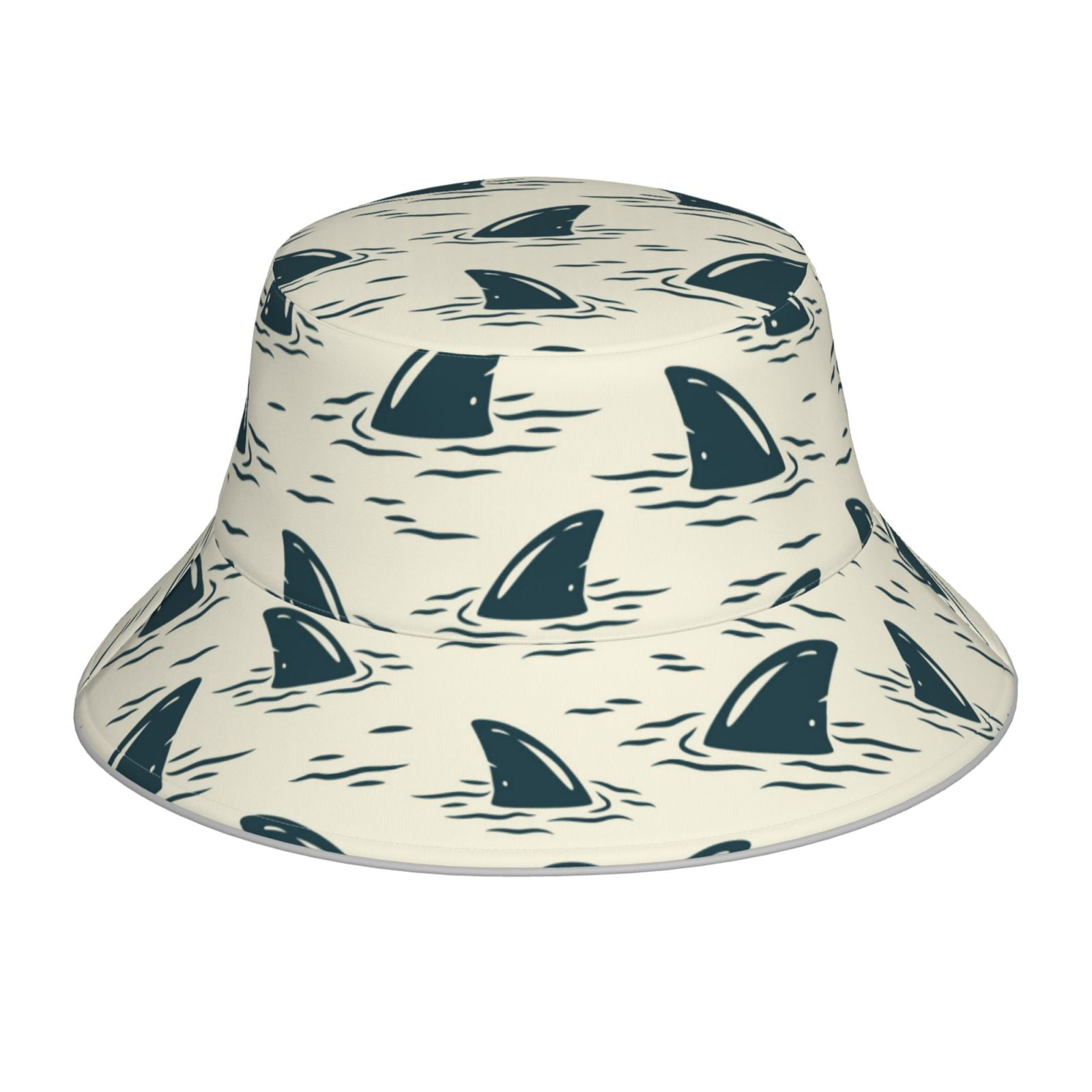 Bucket Hats for Men Woman - Cartoon Wavy Shark Fin Reversible ...