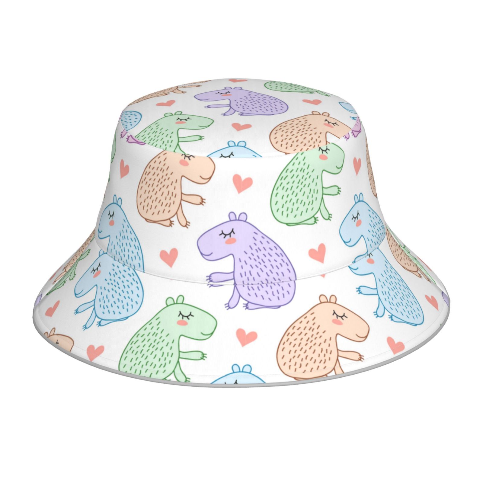 Bucket Hats for Men Woman - Colorful Capybaras Reversible Reflective ...