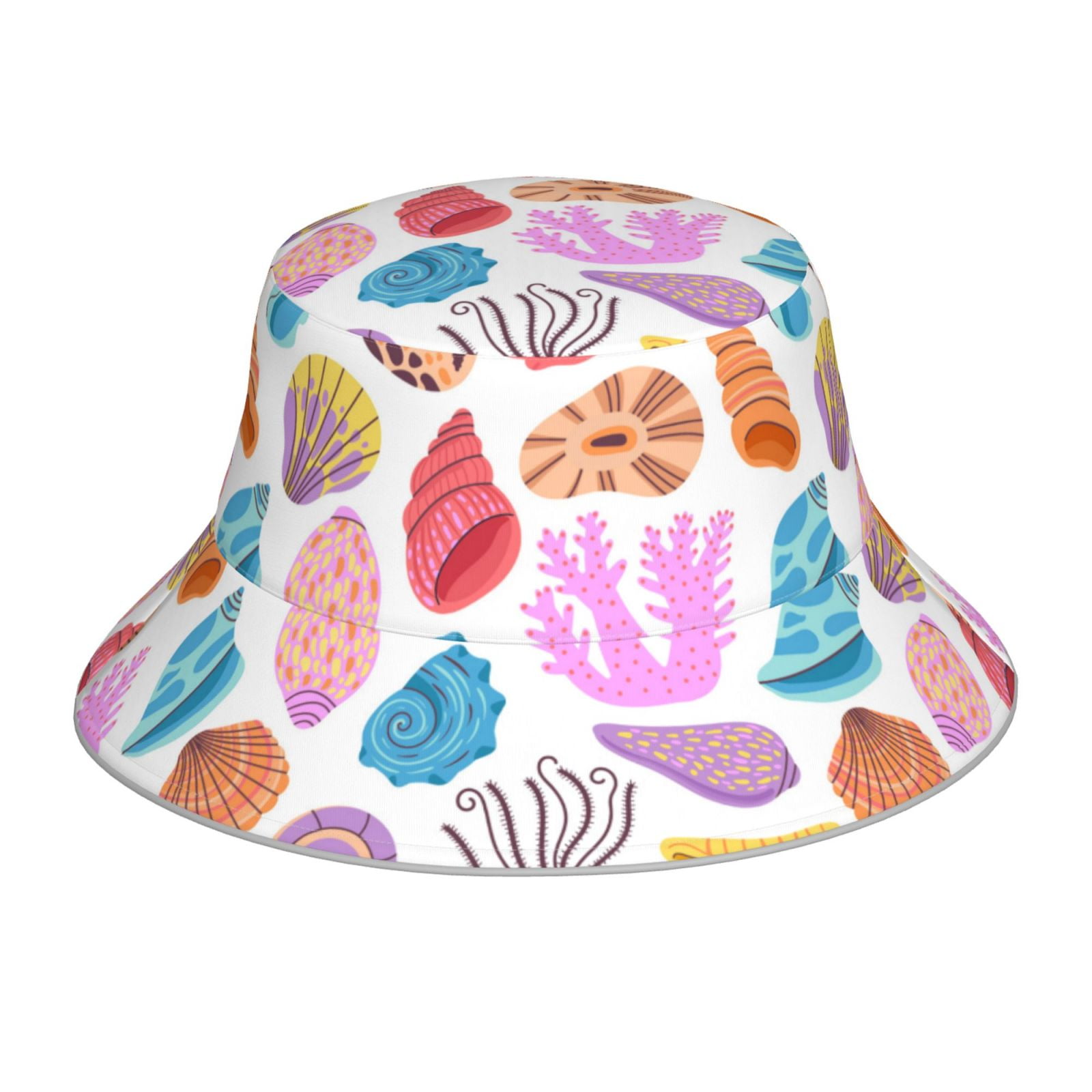Bucket Hats for Men Woman - Colorful Cartoon Shell Conch Reversible ...