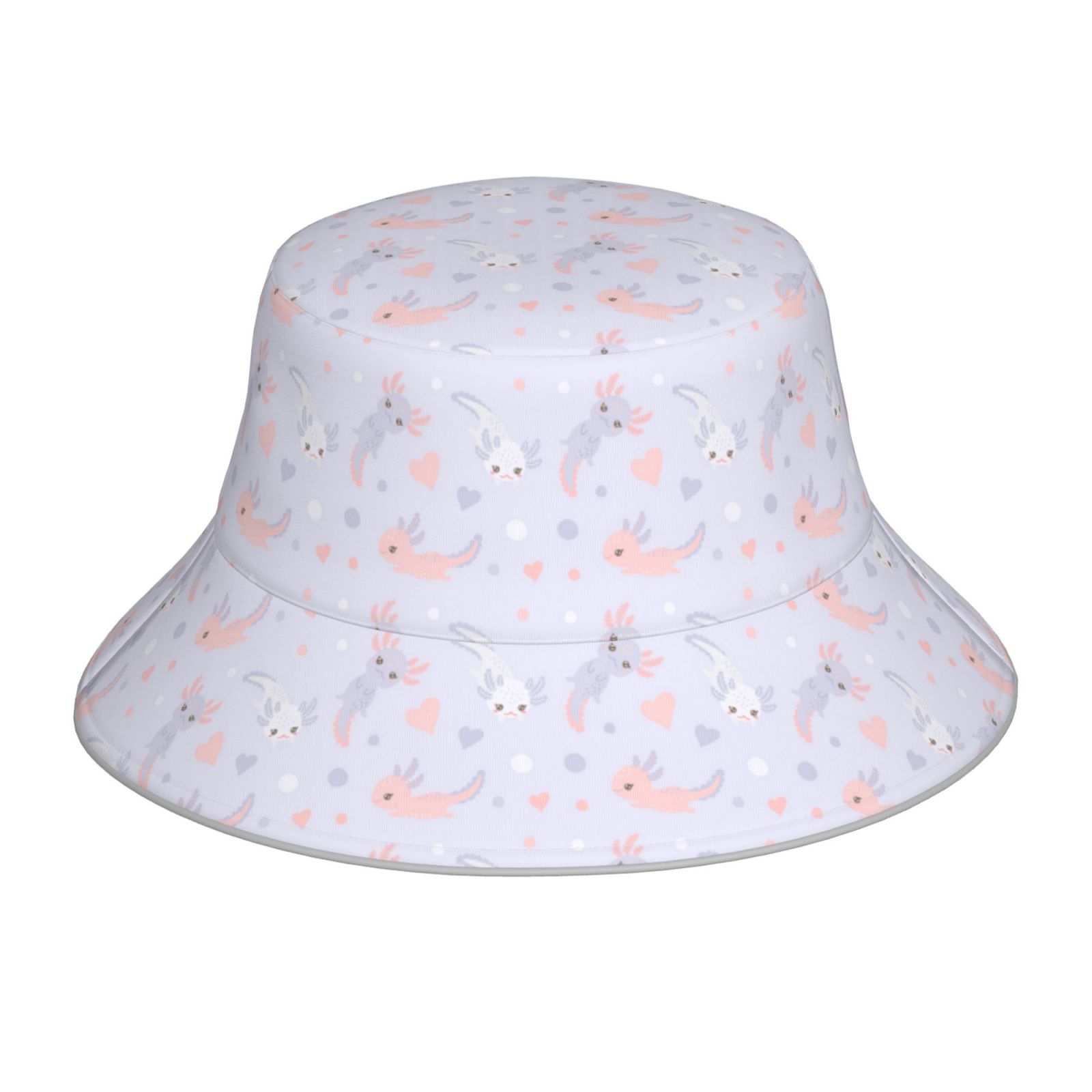 Bucket Hats for Men Woman - Cute Axolotl Love Purple Reversible ...