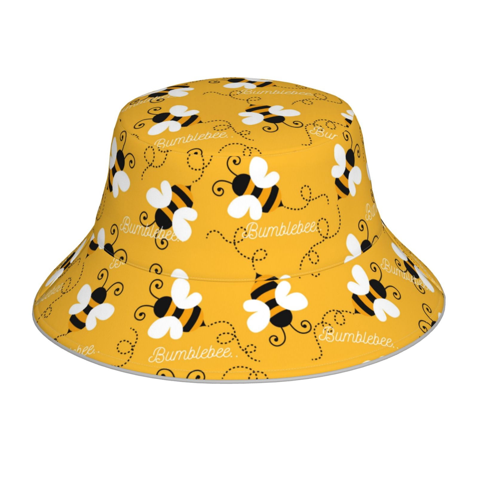 Bucket Hats for Men Woman - Cute Bee Butterfly Yelllow Reversible ...