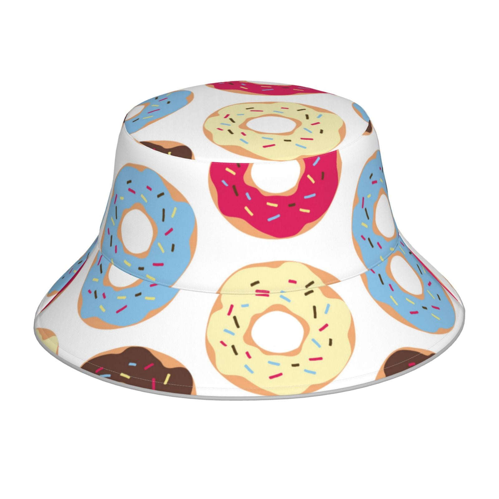 Bucket Hats for Men Woman - Cute Cartoon Donut Print Reversible ...