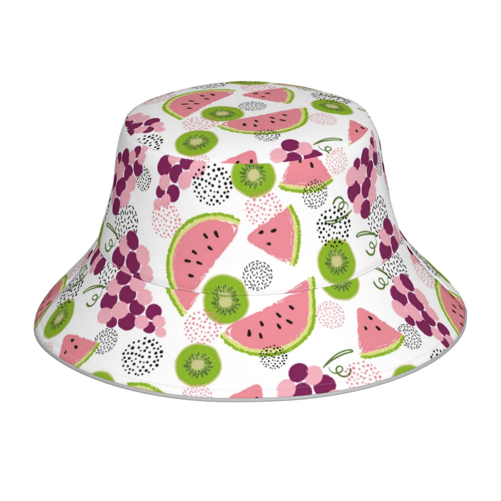 Bucket Hats for Men Woman - Cute Grape Watermelon Reversible Reflective ...