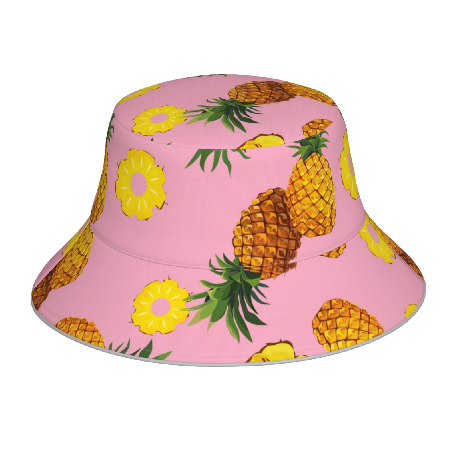Bucket Hats for Men Woman - Cute Pineapple Fragrant Reversible Reflective-Brim Beach Bucket Hat ...