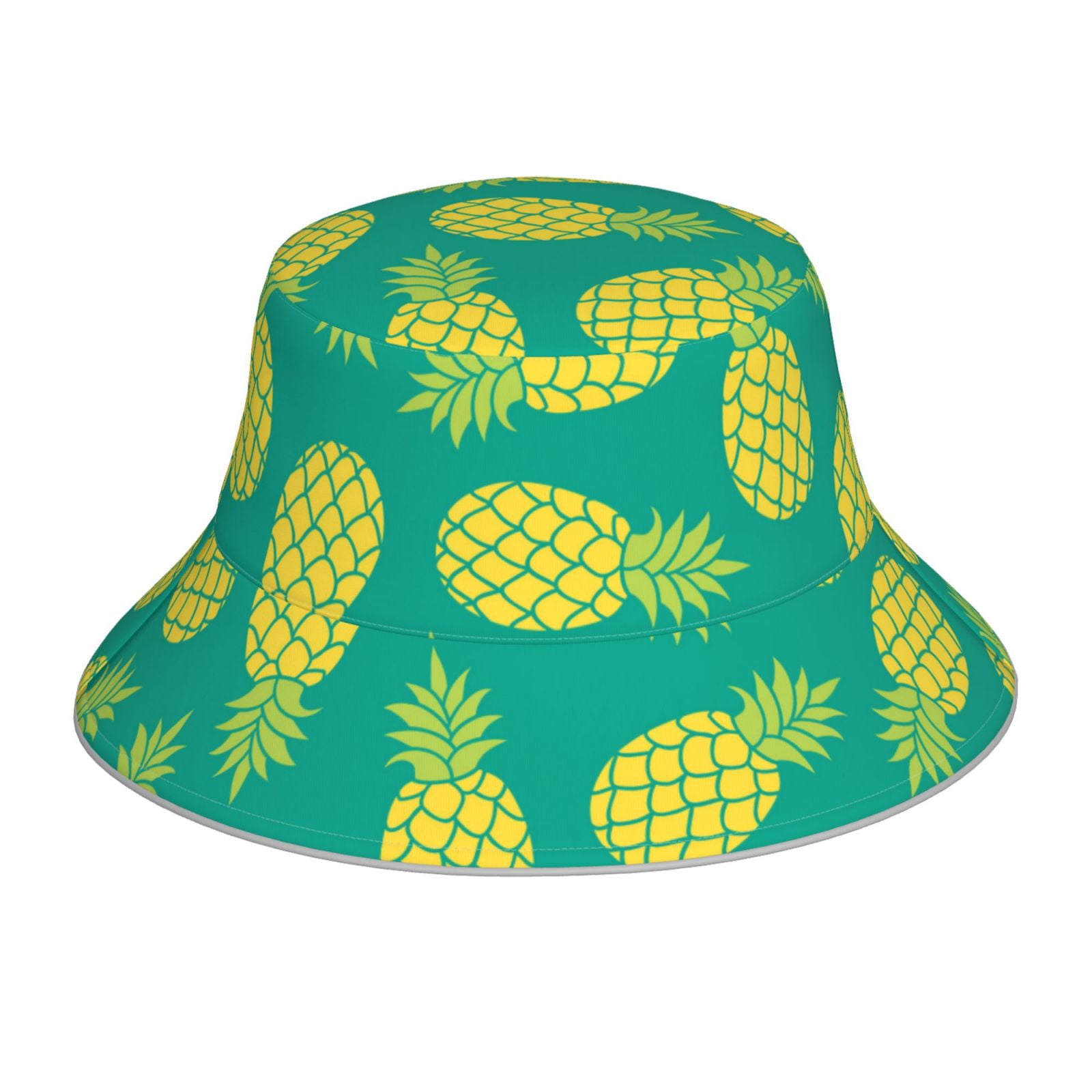 Bucket Hats for Men Woman - Cute Pineapple Pine Green Reversible ...