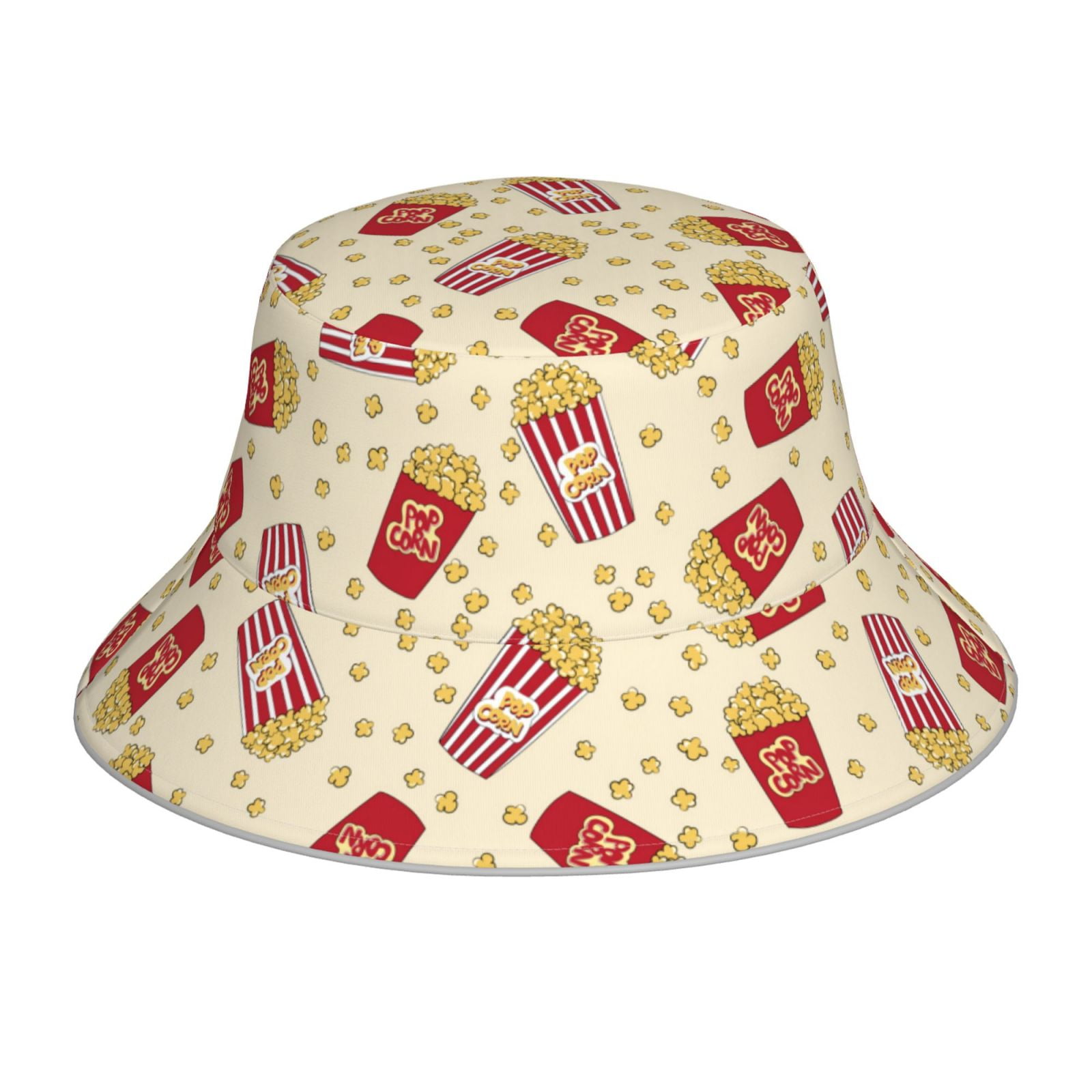 Bucket Hats for Men Woman - Cute Popcorn Red Reversible Reflective-Brim ...