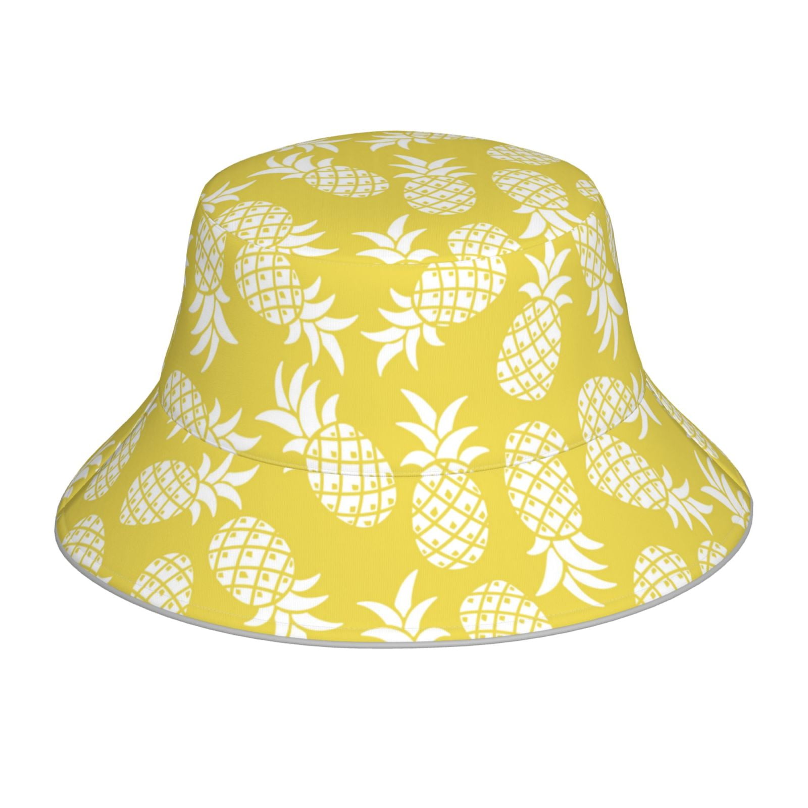 Bucket Hats for Men Woman - Cute Yellow Pineapple Reversible Reflective-Brim Beach Bucket Hat ...