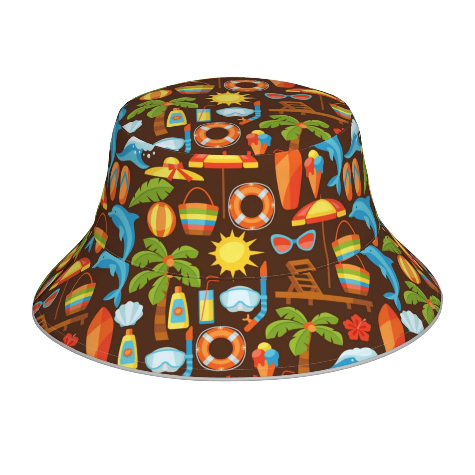 Bucket Hats for Men Woman - Cute beach dolphin Reversible Reflective ...