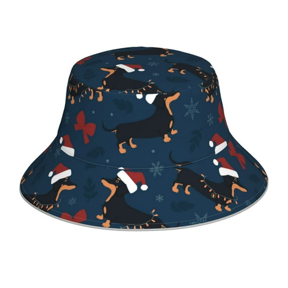 Bucket Hats for Men Woman - Dachshund Dog Puppy Red Hat Reversible ...