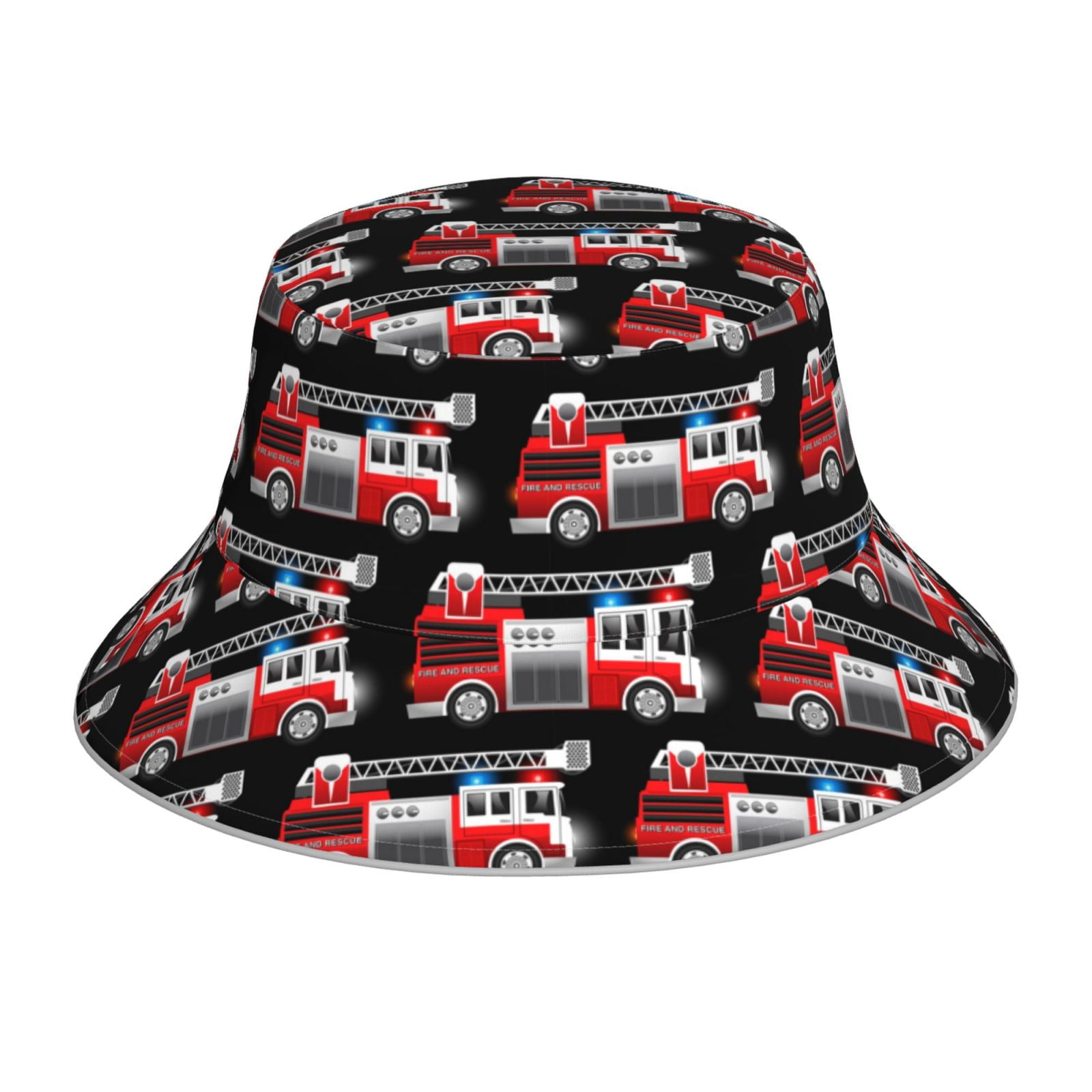 Bucket Hats for Men Woman - Fire and Rescue Truck Reversible Reflective ...