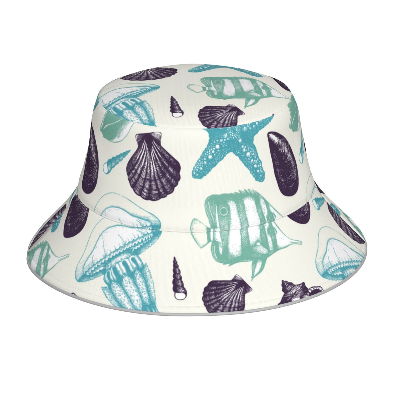 Bucket Hats for Men Woman - Fish Conch Jellyfish Reversible Reflective ...