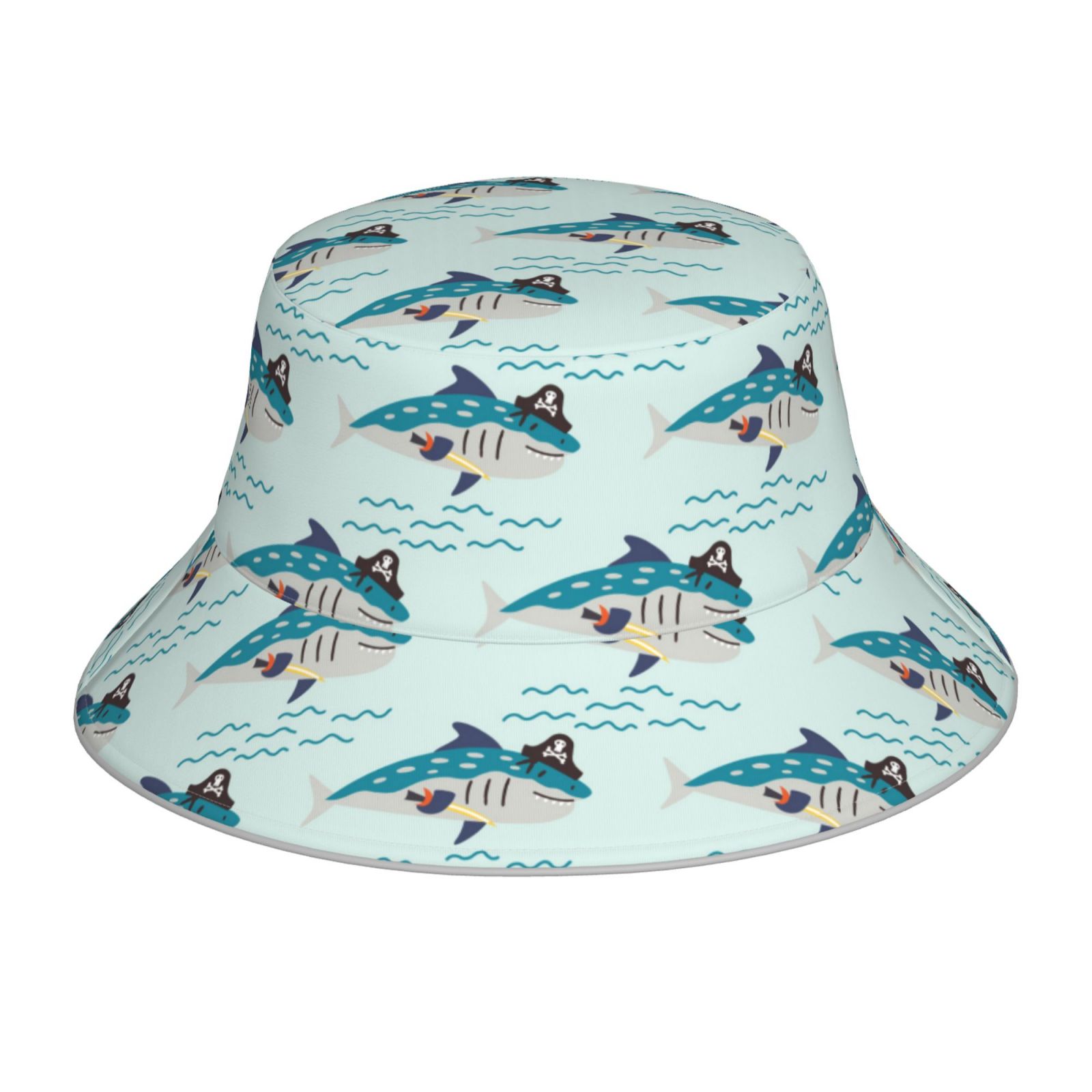 Bucket Hats for Men Woman - Funny and Cute Pirate Shark Reversible ...