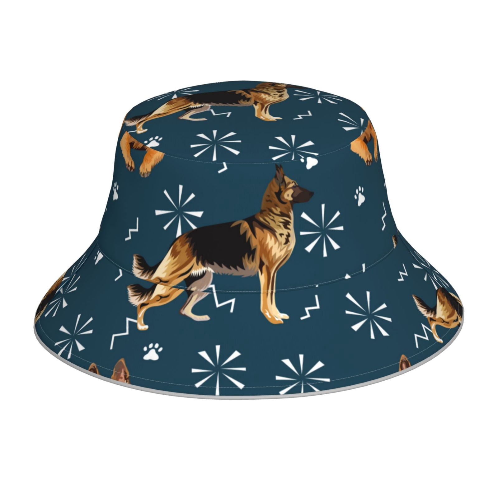Bucket Hats for Men Woman - German Shepherd Dog Footprint Reversible ...