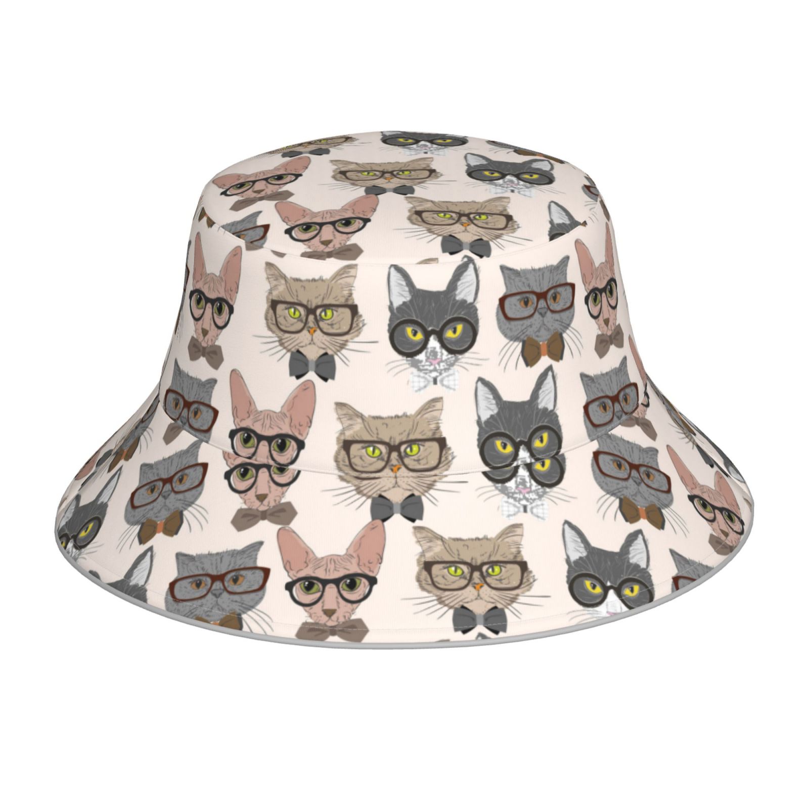 Bucket Hats for Men Woman - Glasses Cornish Rex Cute Cat Reversible ...