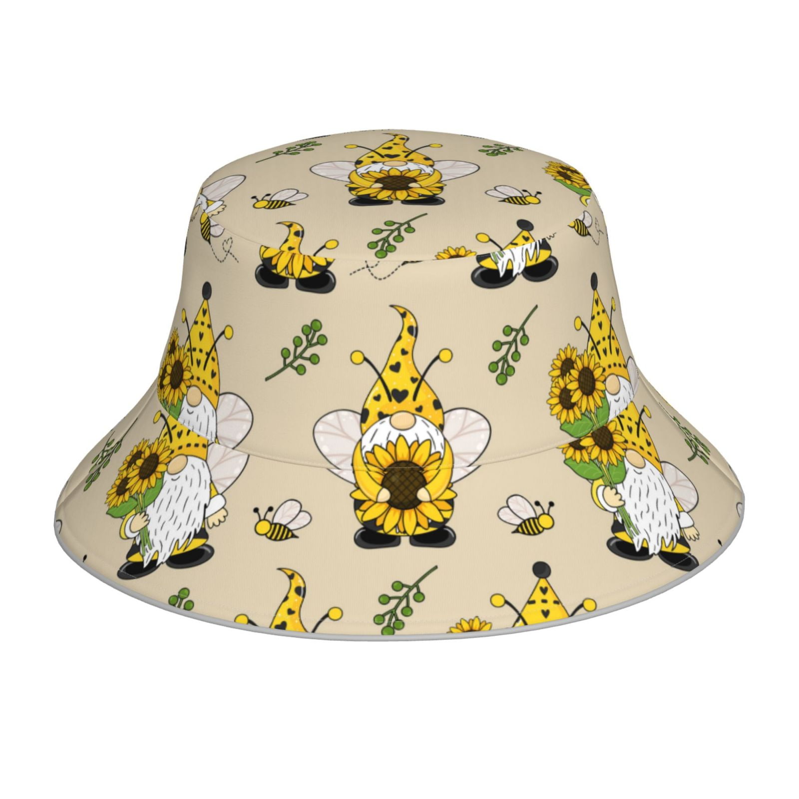 Bucket Hats for Men Woman - Gnomes Bees And Sunflowers Reversible ...