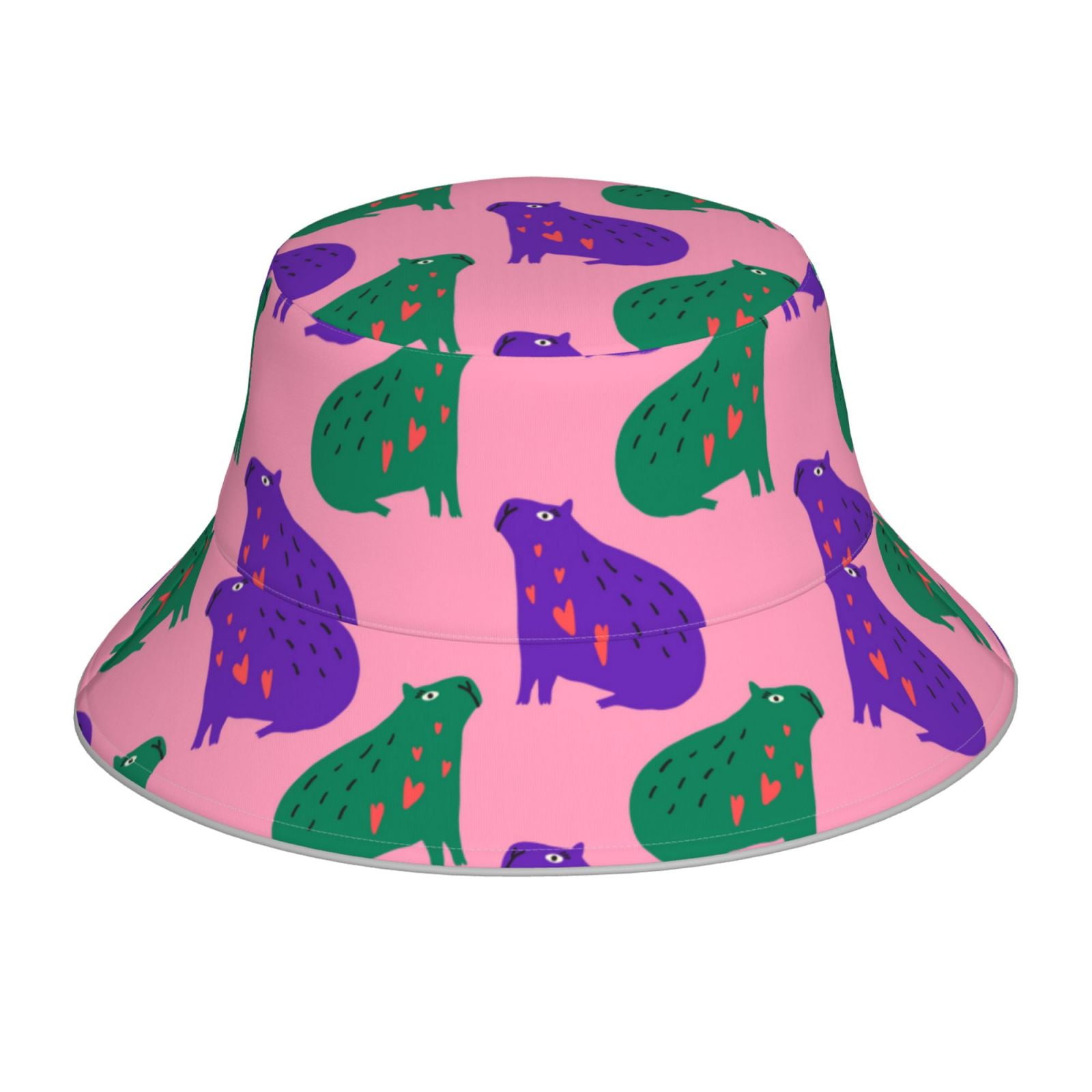 Bucket Hats for Men Woman - Green Purple Capybaras Reversible ...