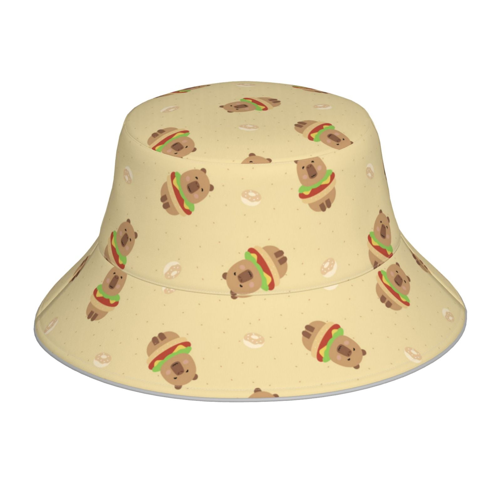 Bucket Hats for Men Woman - Hamburger Capybara Reversible Reflective ...