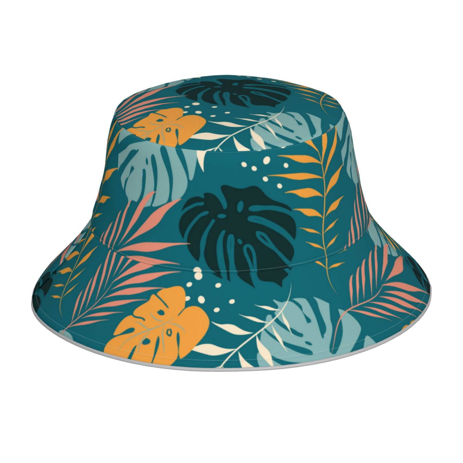 Bucket Hats for Men Woman - Hawaiian Style Cyan Blue Reversible ...