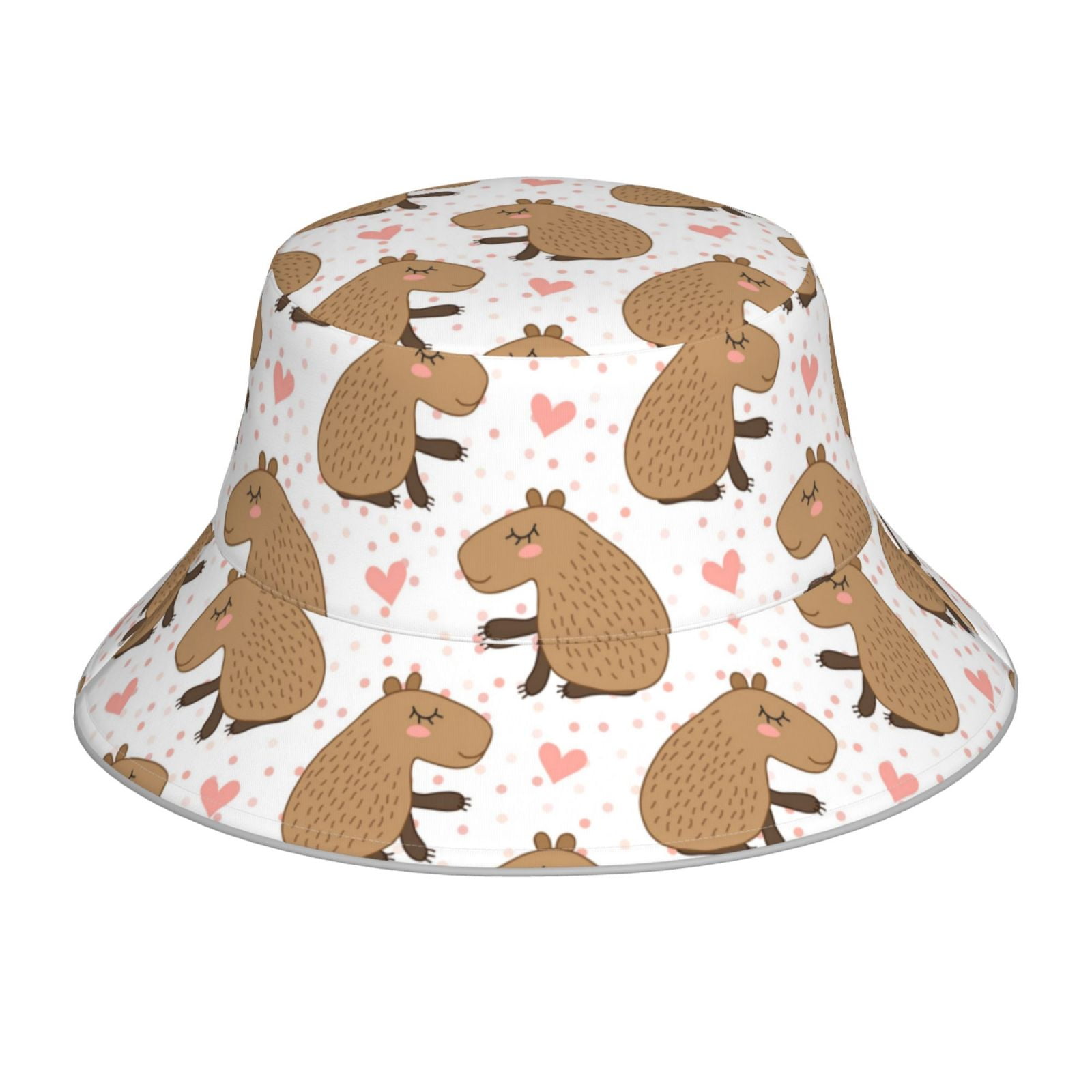 Bucket Hats for Men Woman - Heart Capybara Print Reversible Reflective ...