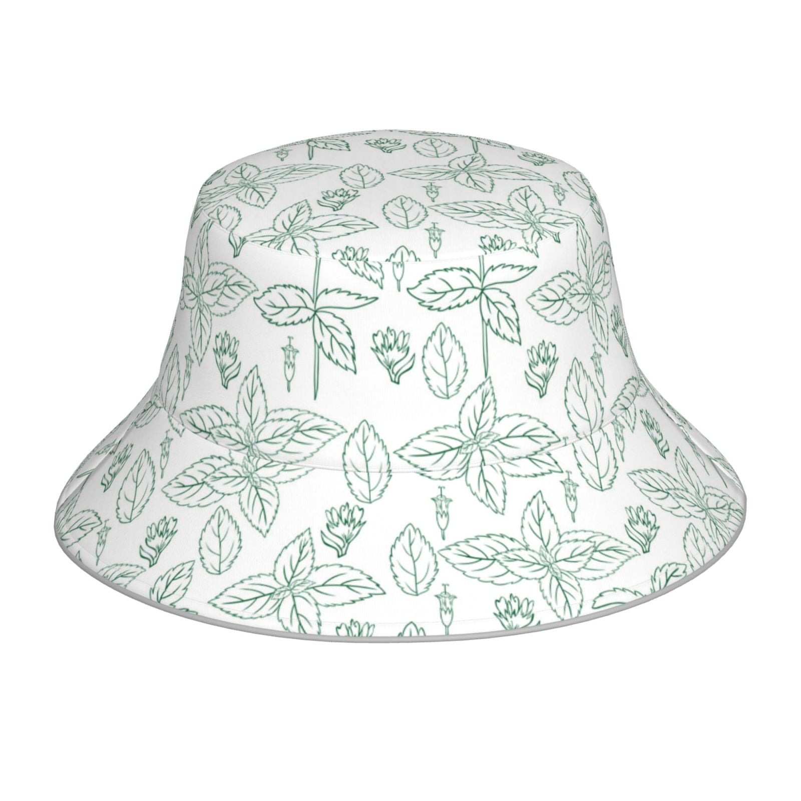 Bucket Hats for Men Woman - Leaf print Reversible Reflective-Brim Beach Bucket Hat, Double-Side ...