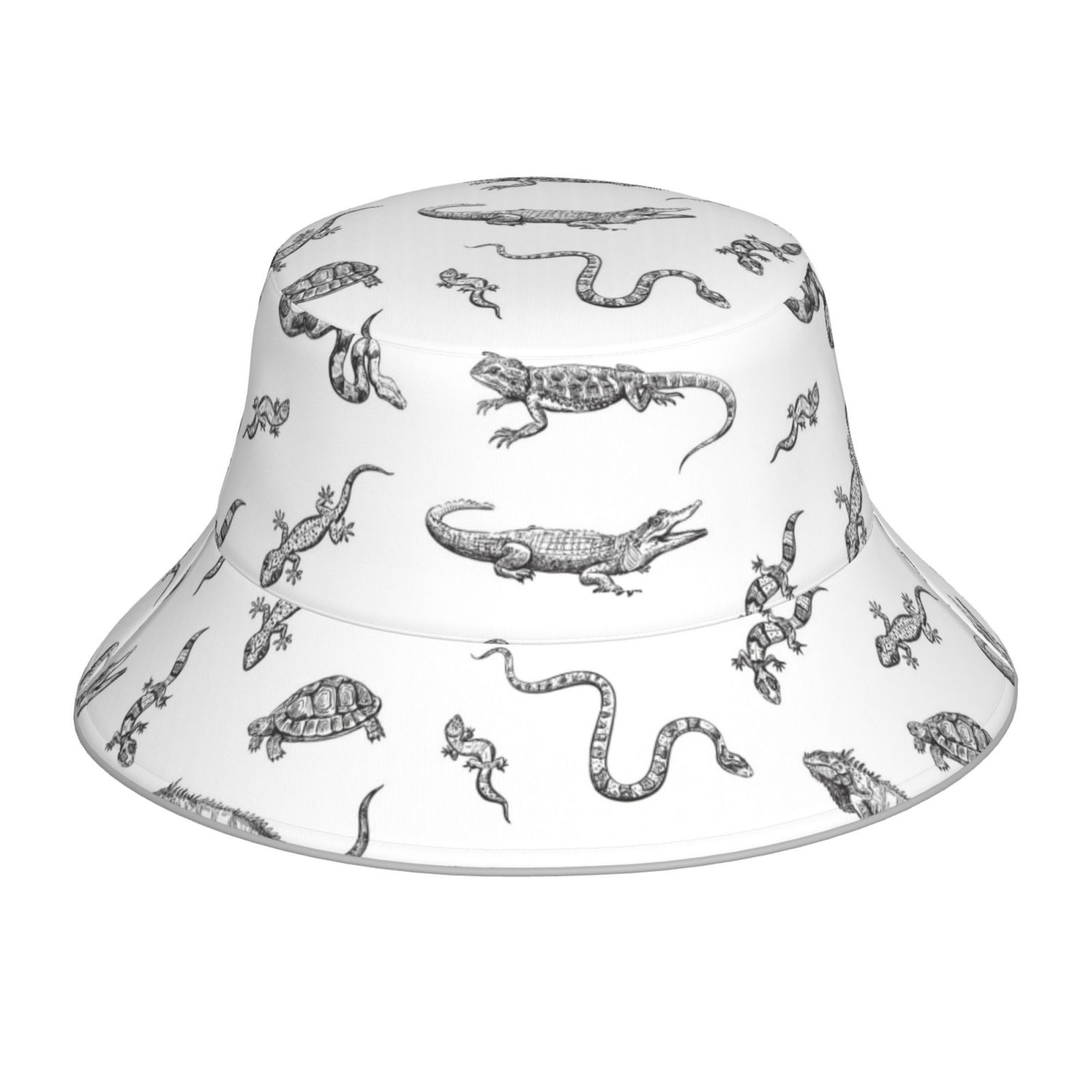 Bucket Hats for Men Woman - Lizard Snake Turtle Crocodile Reversible ...