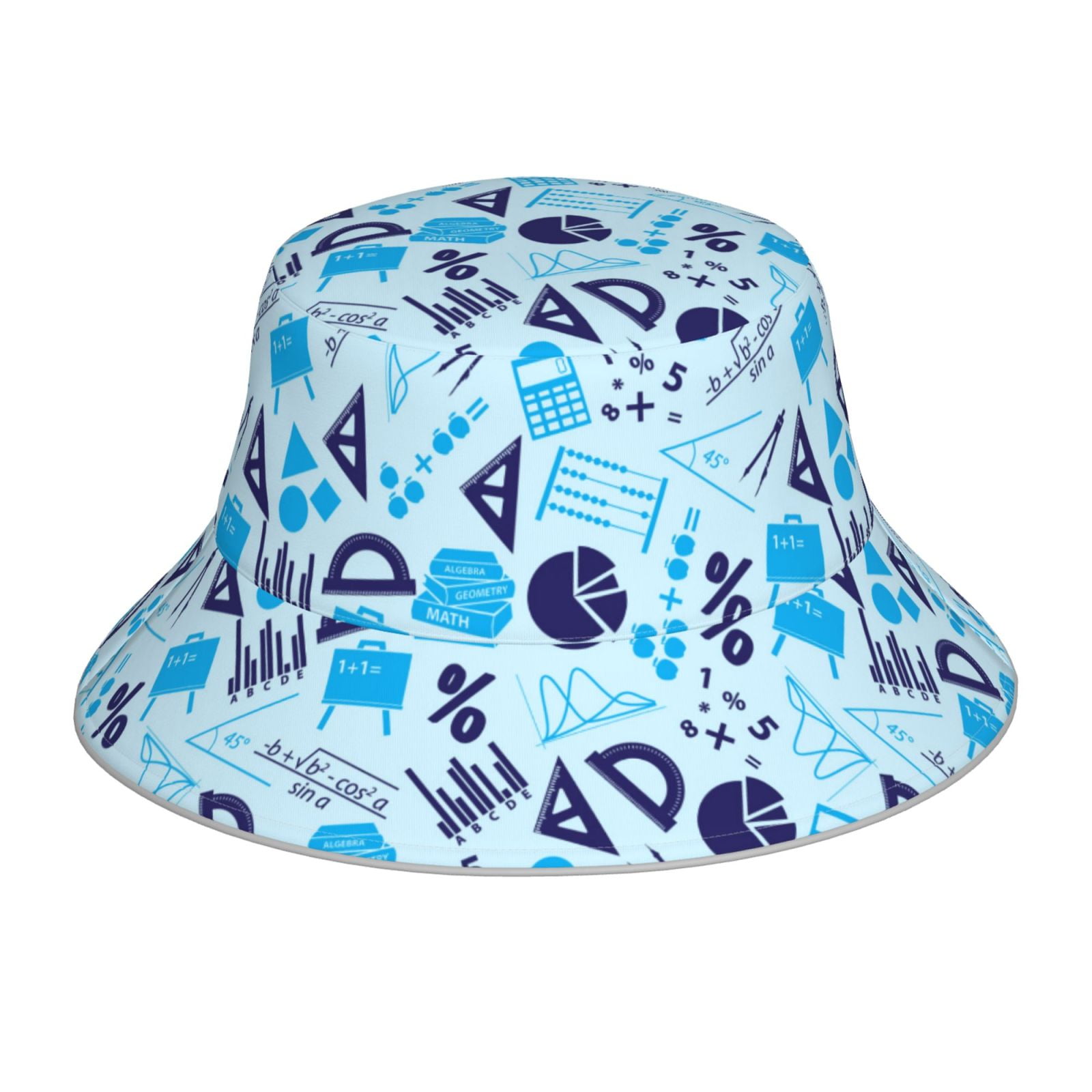Bucket Hats for Men Woman - Math Print ruler blue Reversible Reflective ...