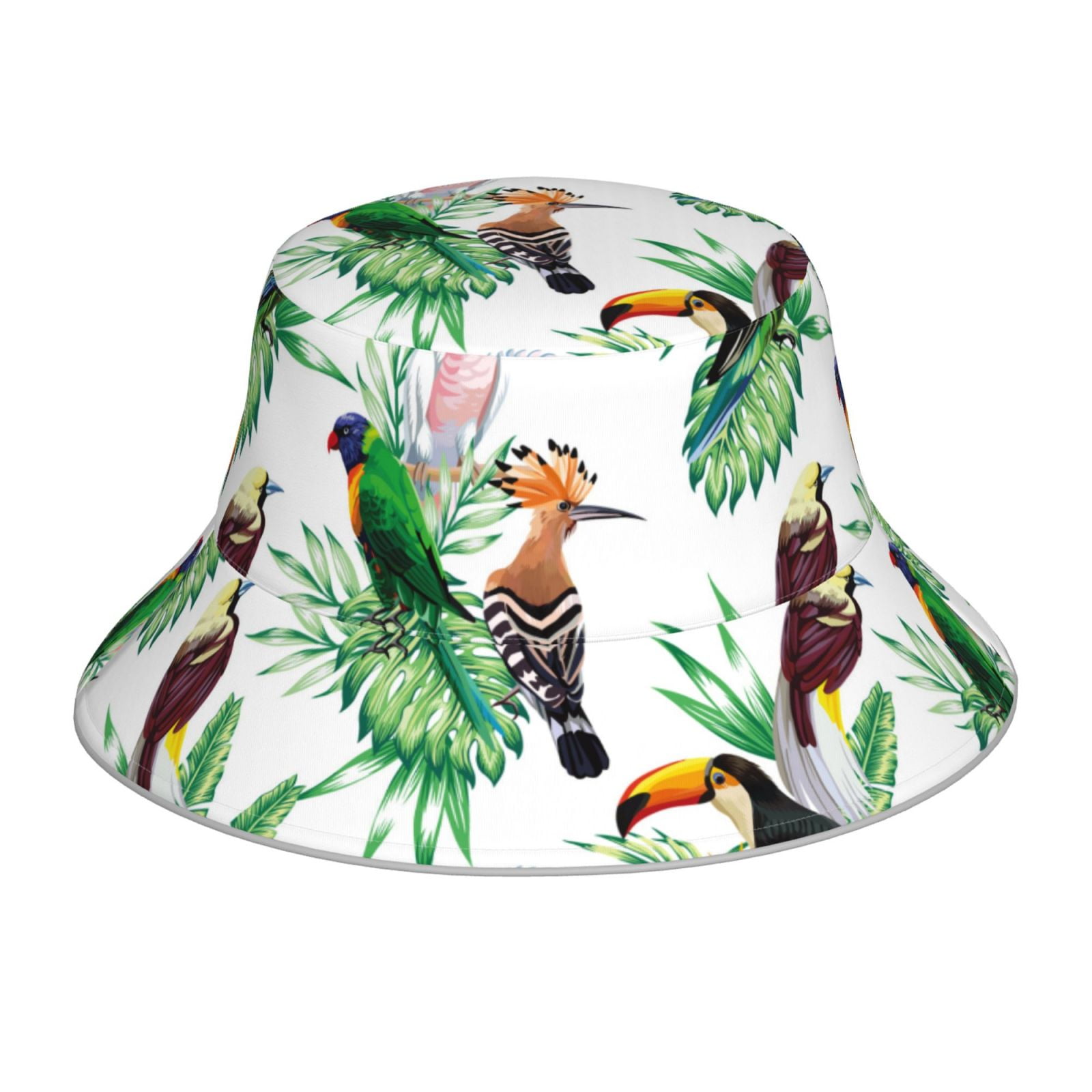Bucket Hats for Men Woman - Modern Parrot Toucan Cockatoo Reversible ...