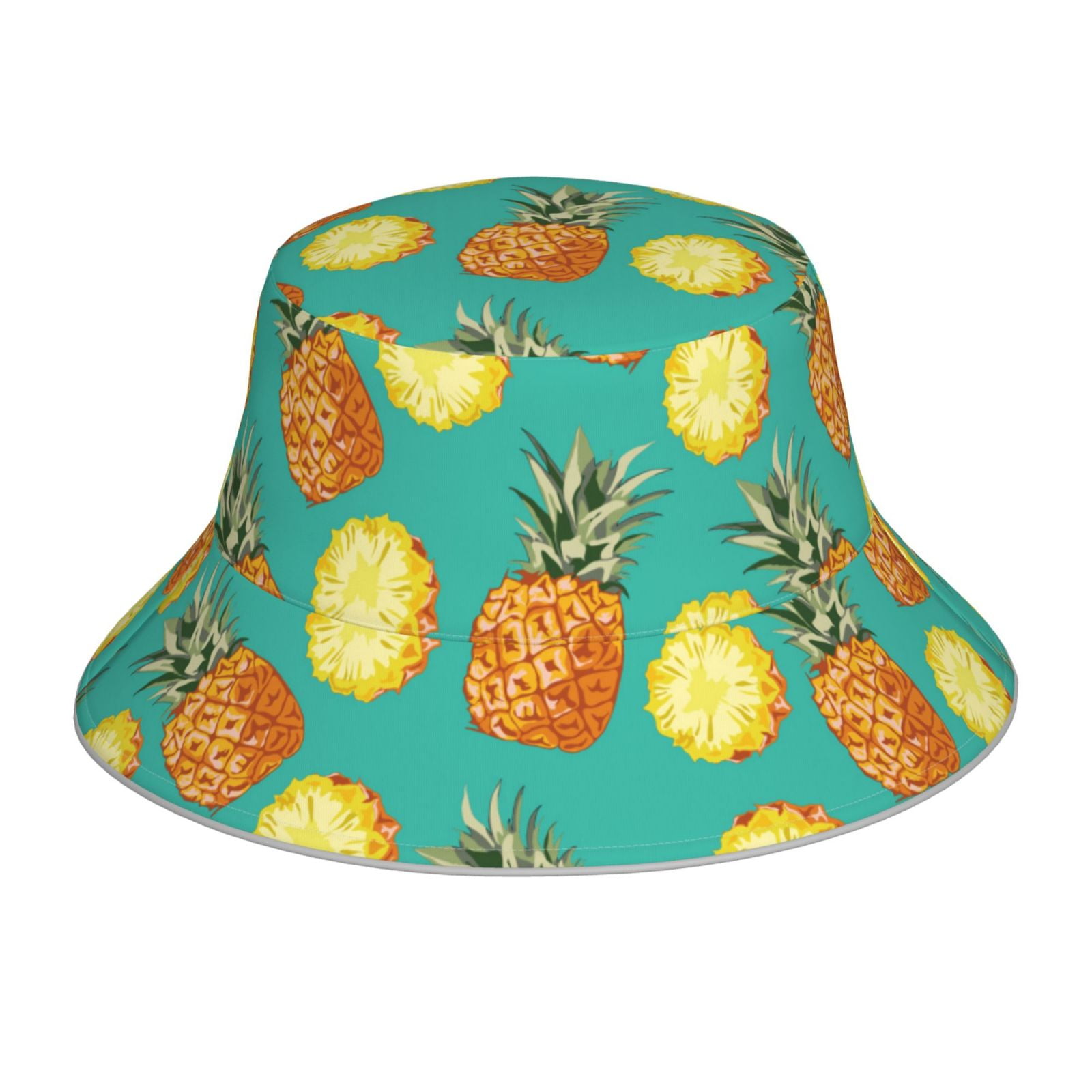 Bucket Hats for Men Woman - Orange Pineapple Reversible Reflective-Brim Beach Bucket Hat, Double ...