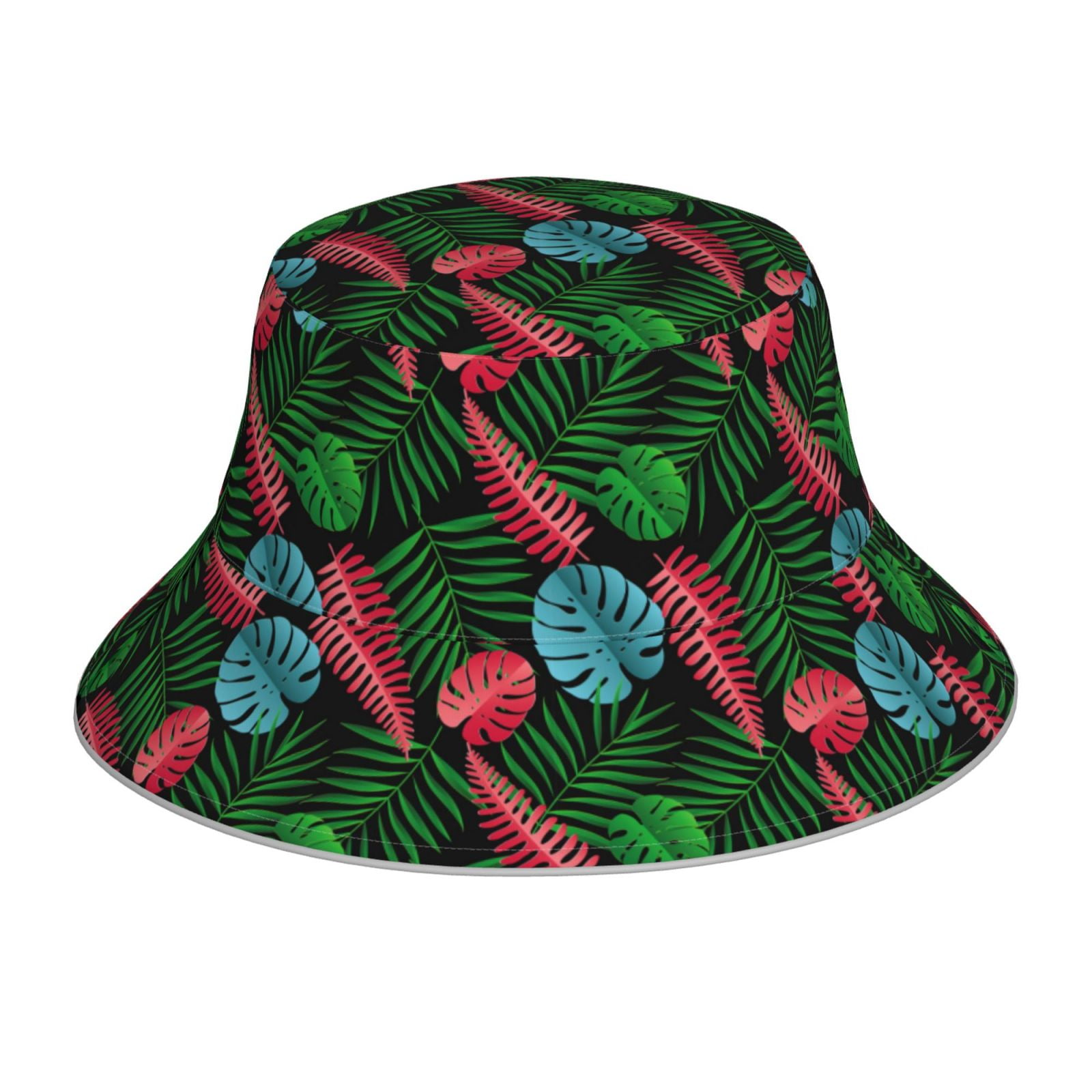 Bucket Hats for Men Woman - Palm Green Leaves Reversible Reflective ...