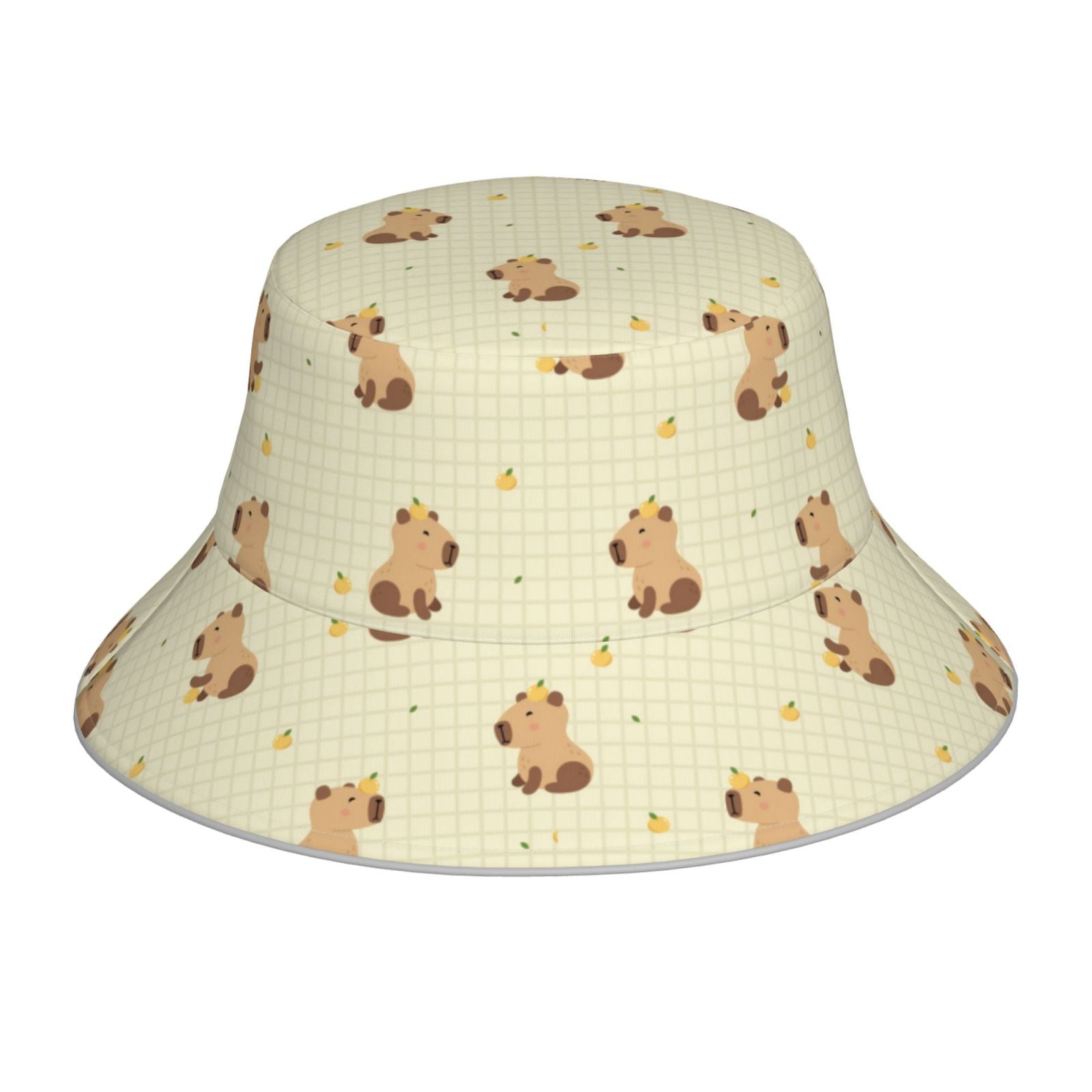 Bucket Hats for Men Woman - Plaid Capybara Reversible Reflective-Brim ...