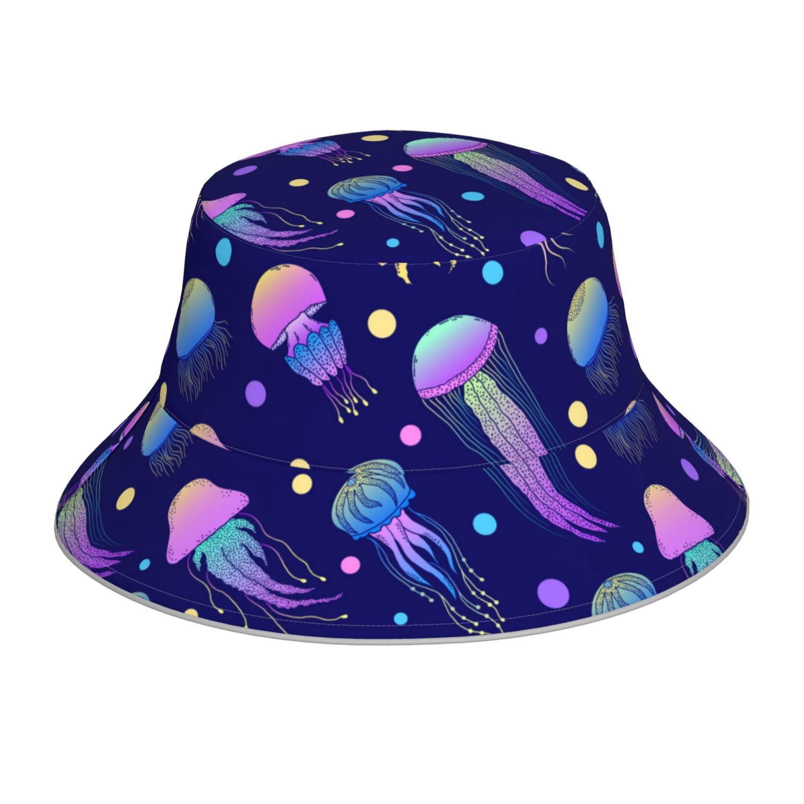 Bucket Hats for Men Woman - Purple Blue Jellyfish Reversible Reflective ...