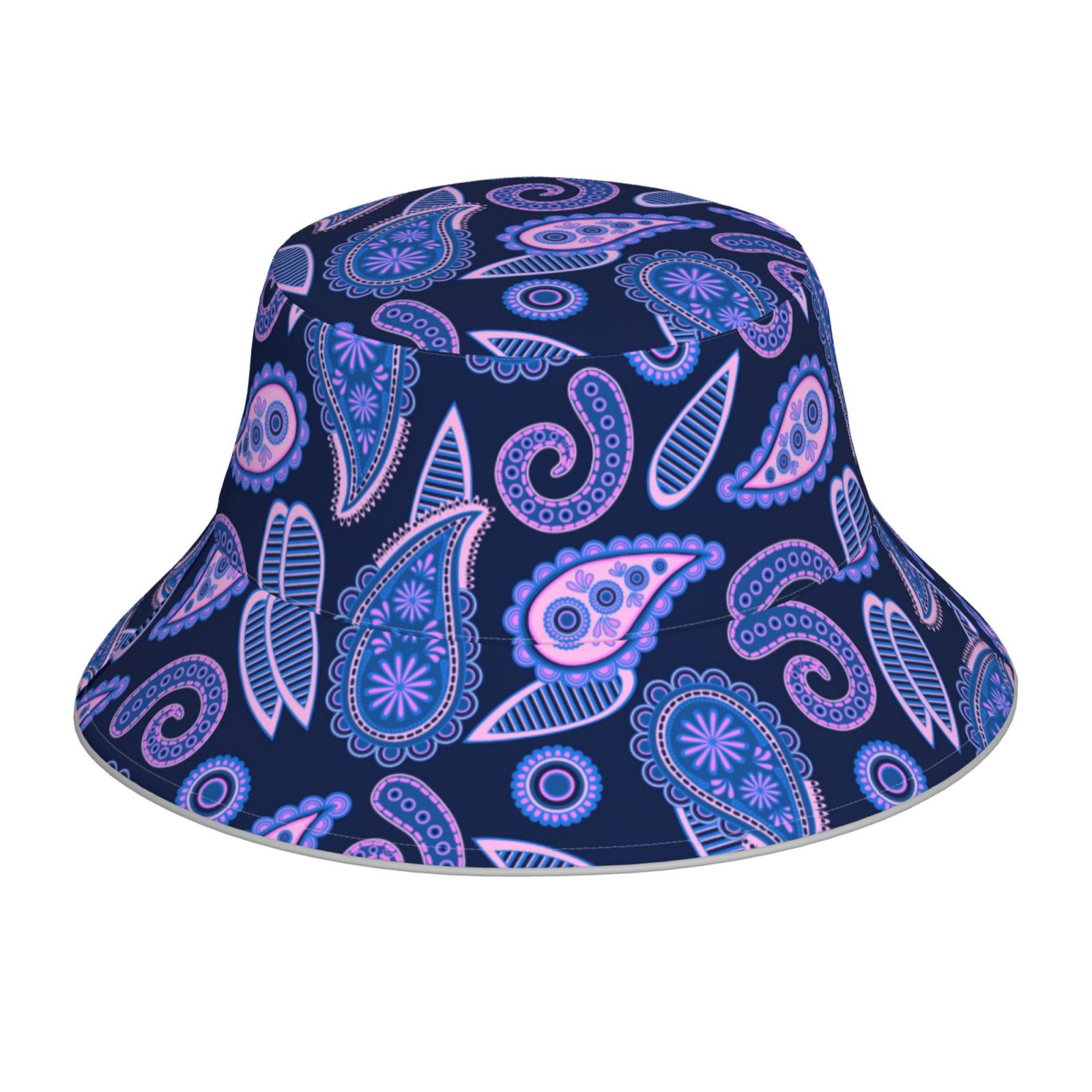 Bucket Hats for Men Woman - Purple Paisley Reversible Reflective-Brim ...