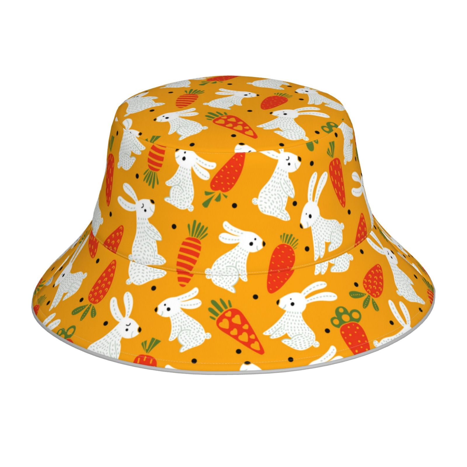 Bucket Hats for Men Woman - Red Carrot Cute Rabbit Reversible ...