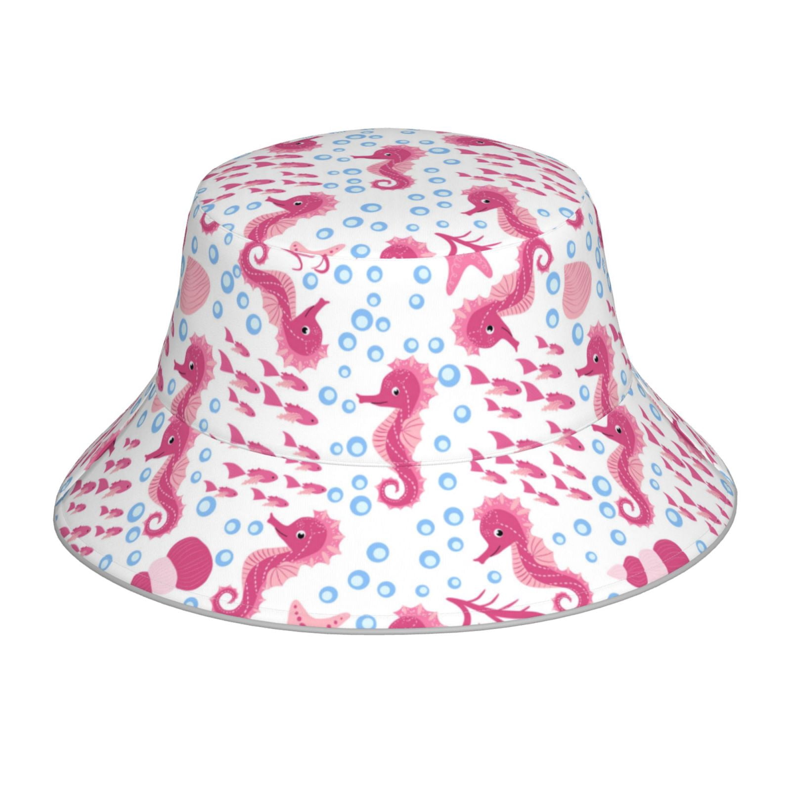 Bucket Hats for Men Woman - Seahorse and Starfish Reversible Reflective ...