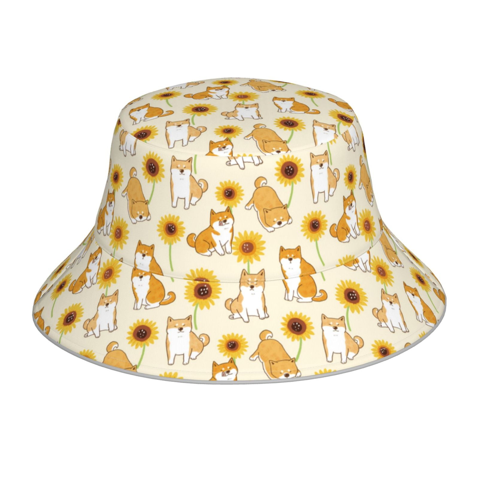 Bucket Hats for Men Woman - Shiba Inu sunflower Reversible Reflective ...